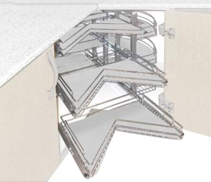 Módula de mueble de cocina rincón extraíble cromado 270° con 2 puertas ...