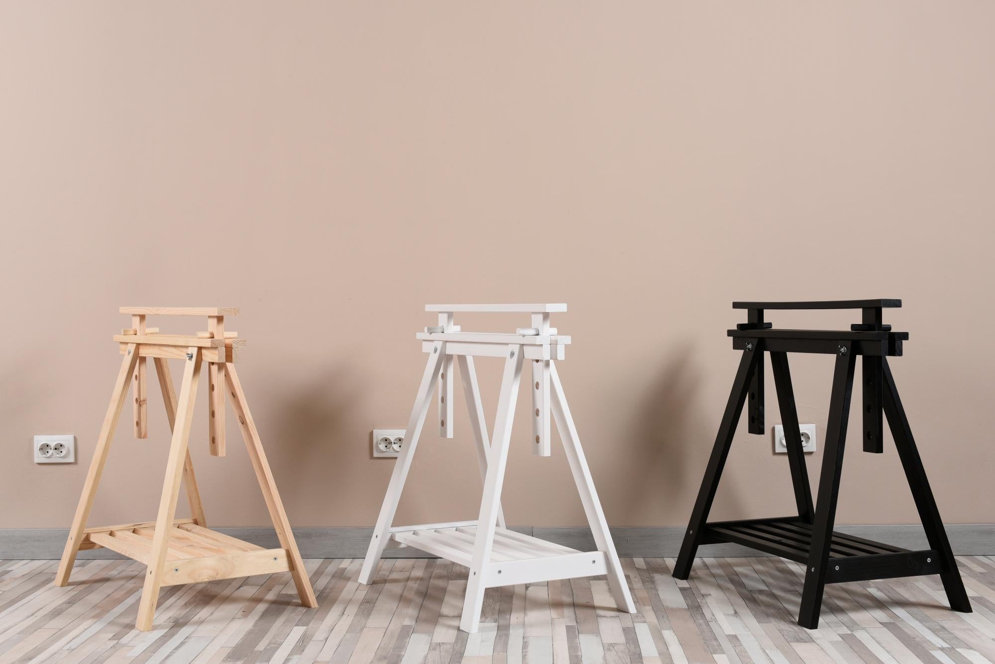 Caballete de madera blanco regulable y altura de 70 cm | Leroy Merlin