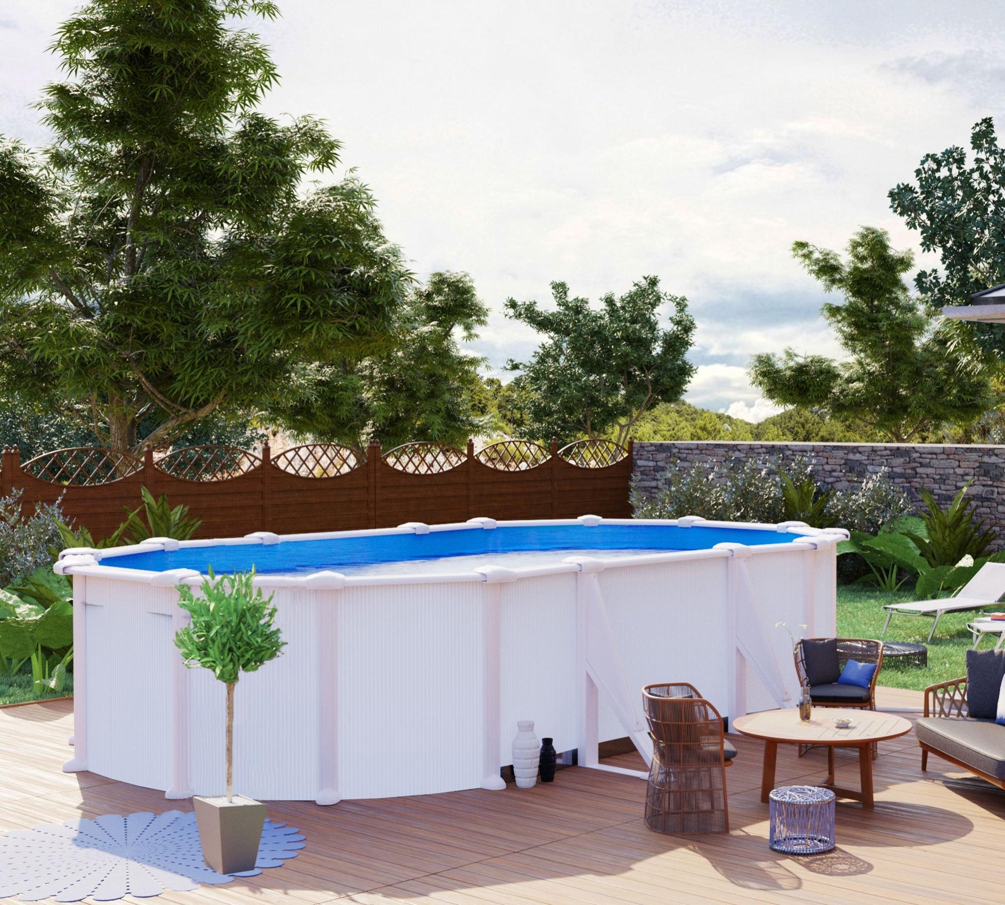 Piscina desmontable de acero blanco ovalada GRE 6,1 x 3,75 x 1,32 m ...