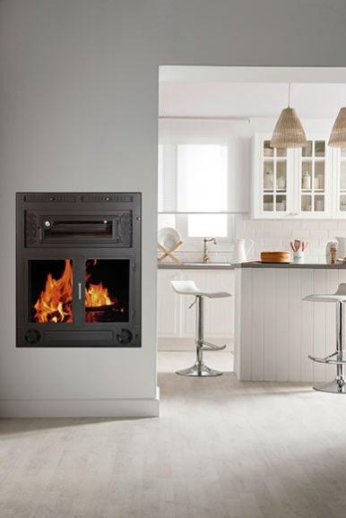 Hogar de leña con horno JOYMA London 70 15 kW puertas | Leroy Merlin