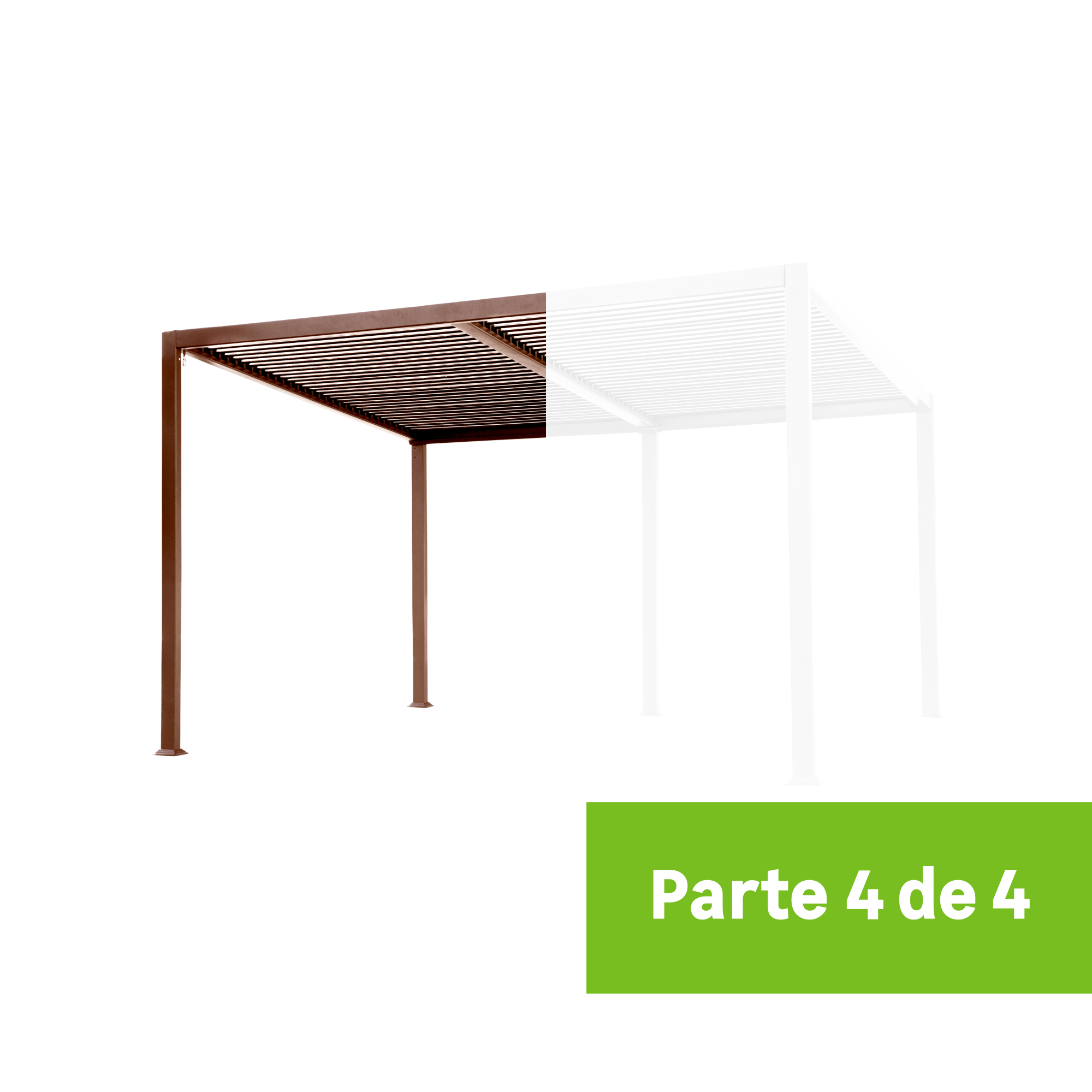 Pérgola de aluminio chocolate. parte 4 de 4 de un conjunto