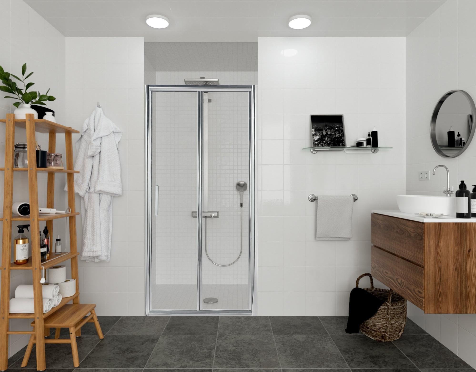 Mampara plegable Quad serigrafiado perfil cromado 100x190 cm | Leroy Merlin