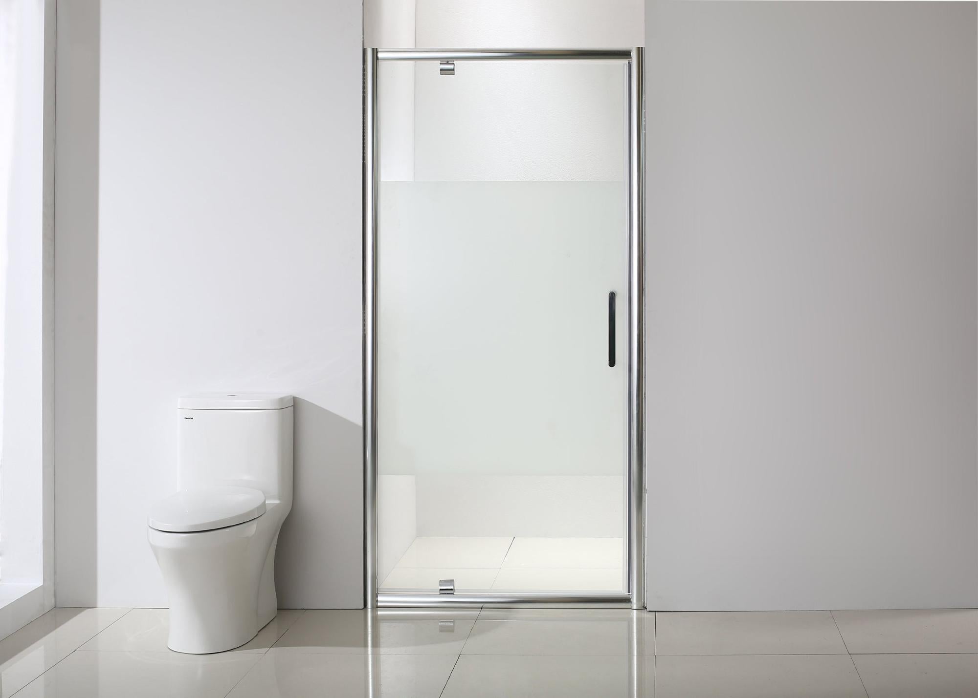 Mampara abatible Quad serigrafiado perfil cromado 80x190 cm | Leroy Merlin