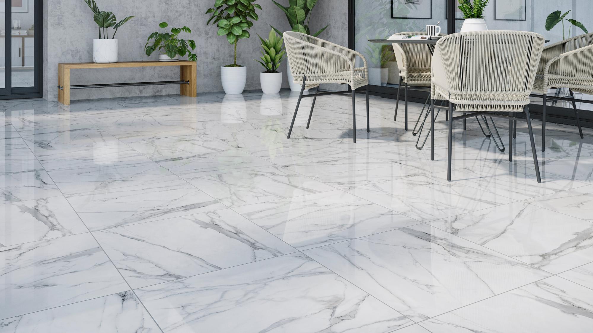 Suelo porcelánico efecto mármol blanco Bellapietra 60x60 cm ARTENS ...
