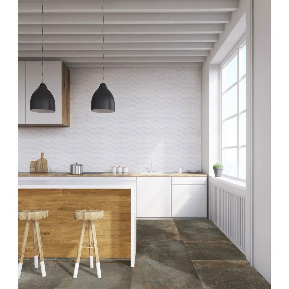 Azulejo efecto relieve blanco brillante 30x90 cm Bianchi TAU CERAMICA ...