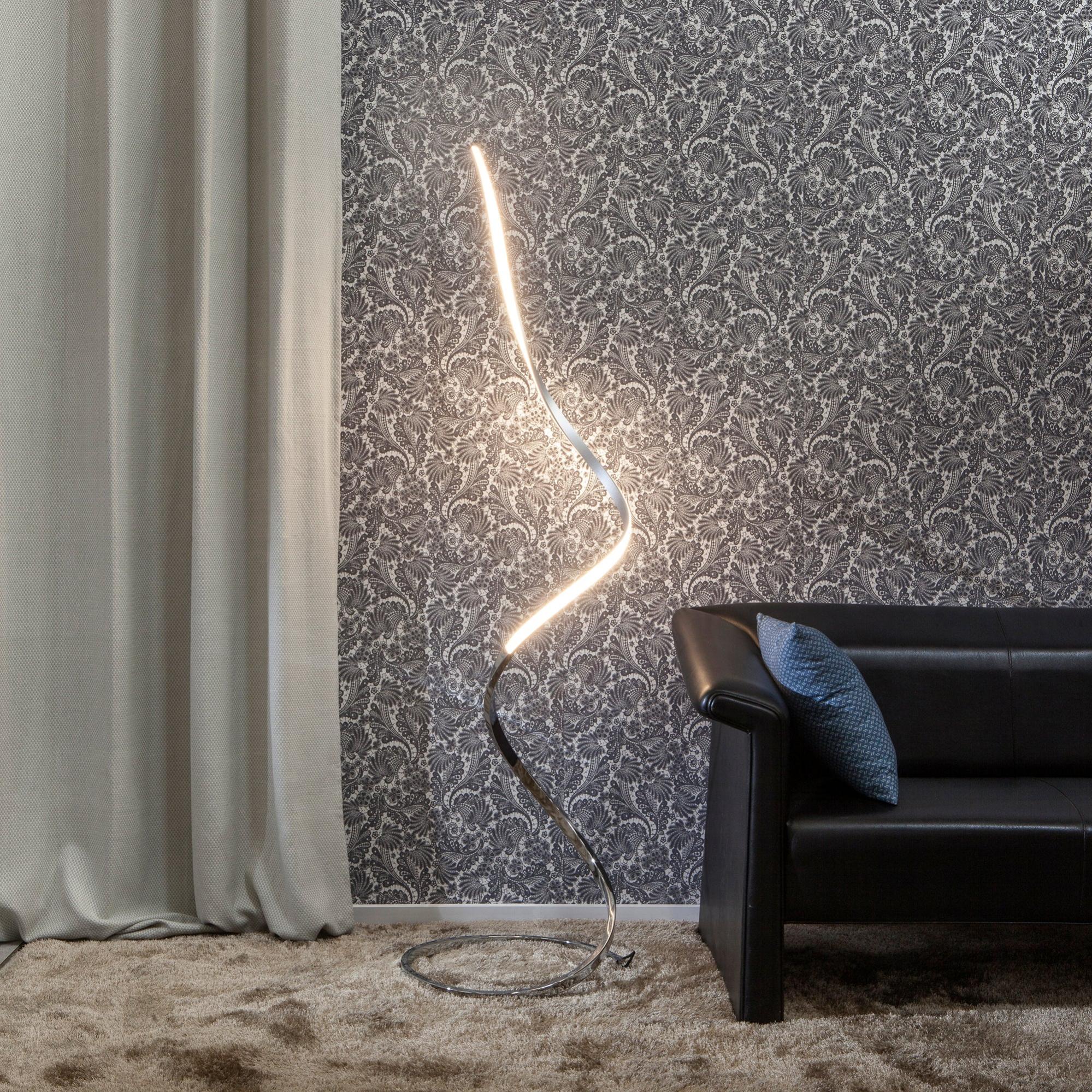 Lámpara de pie LED Nur 22W 3000K 185 cm de alto plata | Leroy Merlin