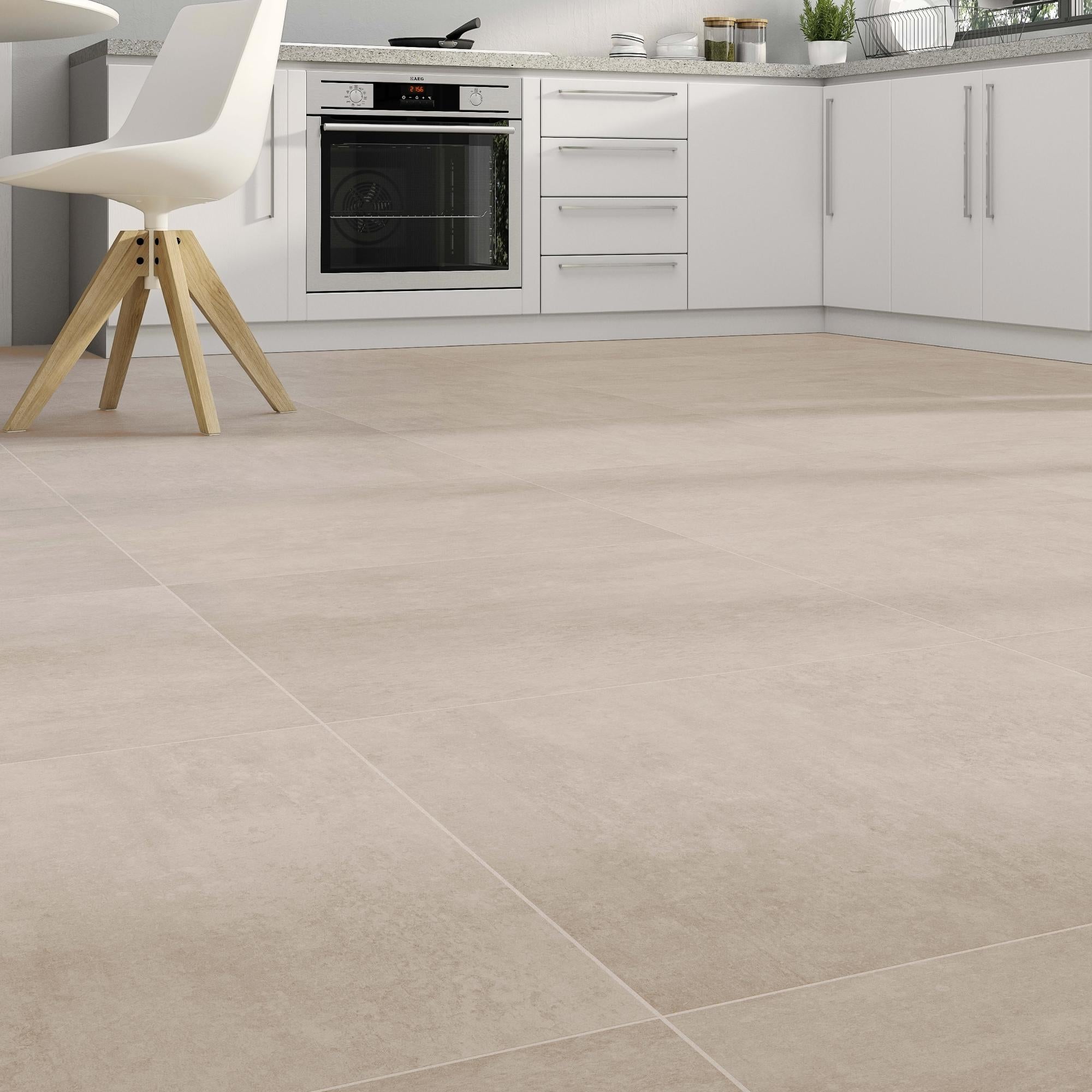 Suelo efecto cemento beige Martins 60x60 cm ARTENS | Leroy Merlin