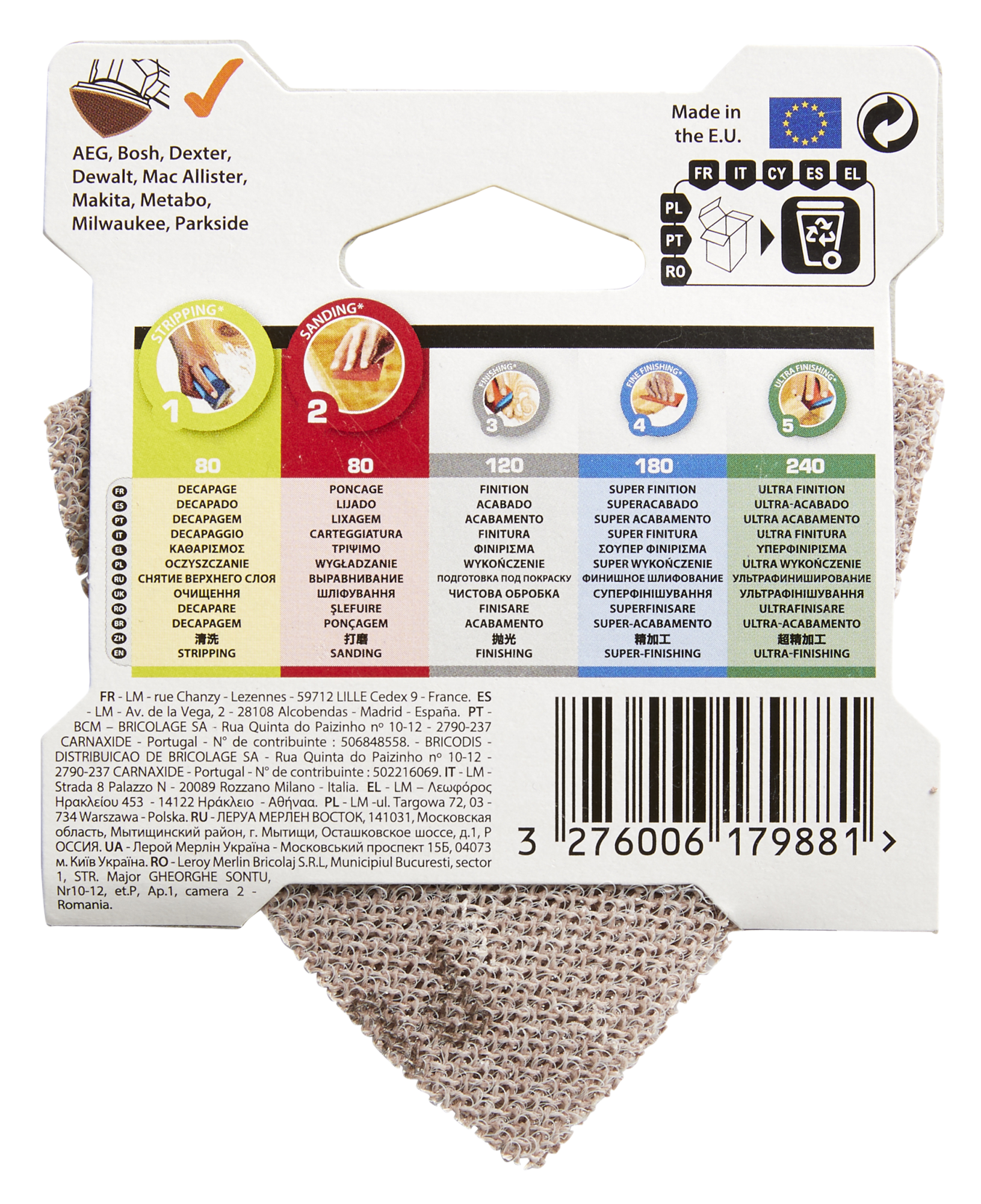 3 lijas para lijadora delta DEXTER PRO 93x93, grano 80 | Leroy Merlin