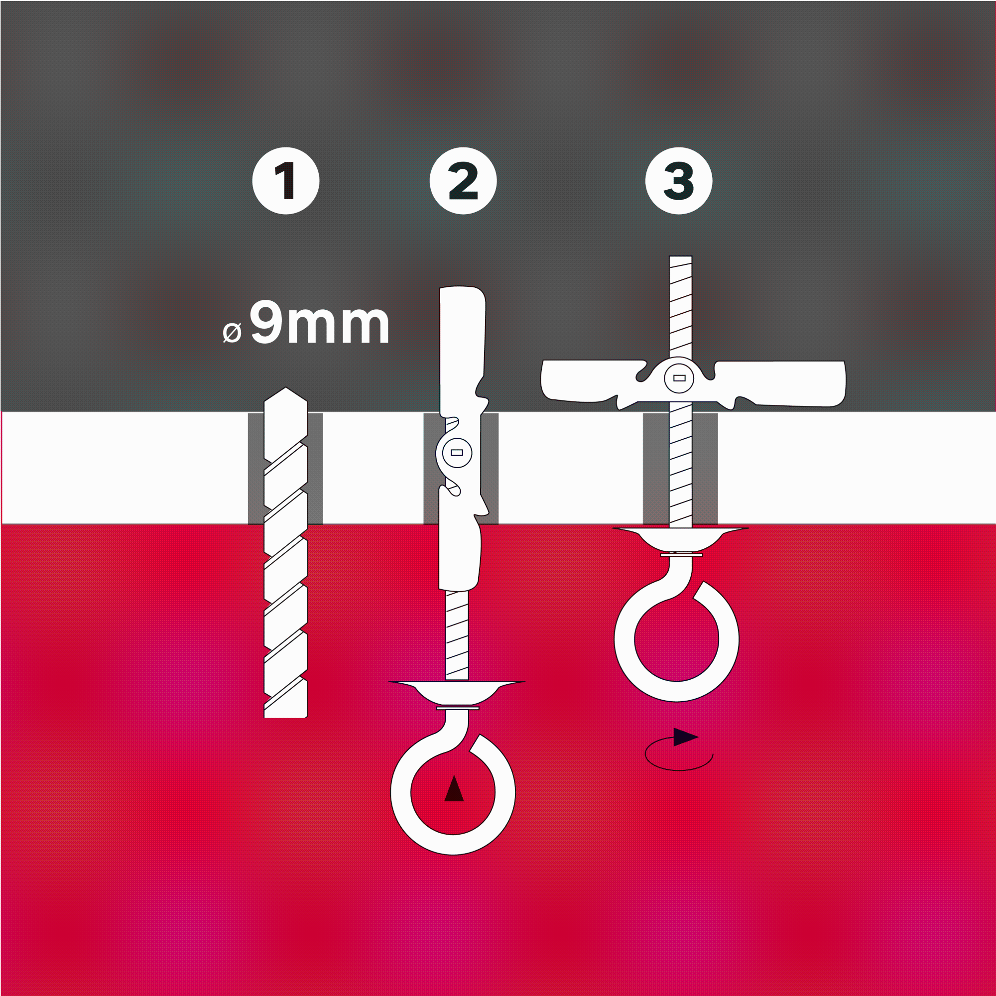 2 tacos de vuelco de balancín con hembrilla para pared hueca, ø 9 mm y ...