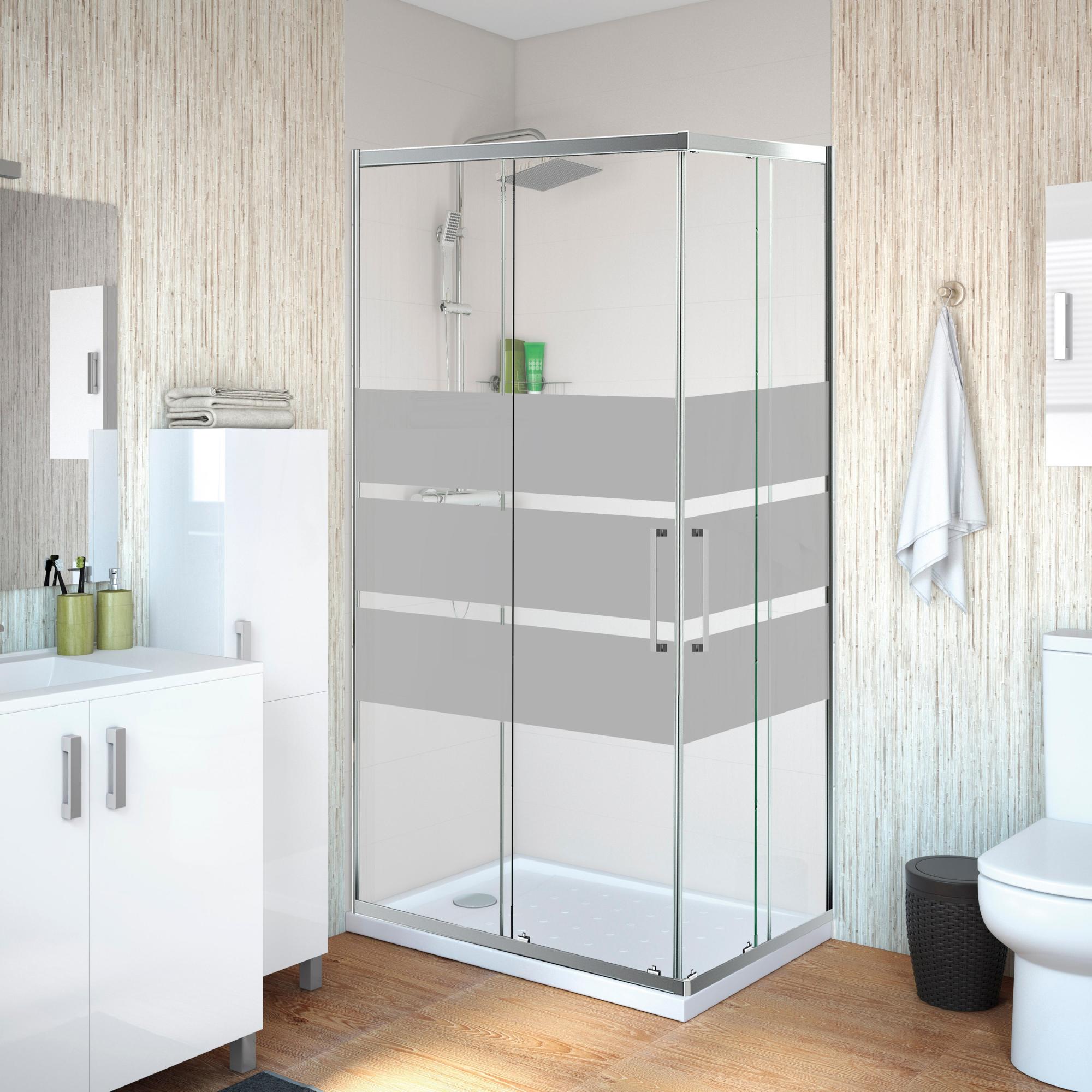 Mampara corredera California serigrafiado perfil cromado 110x120 cm ...