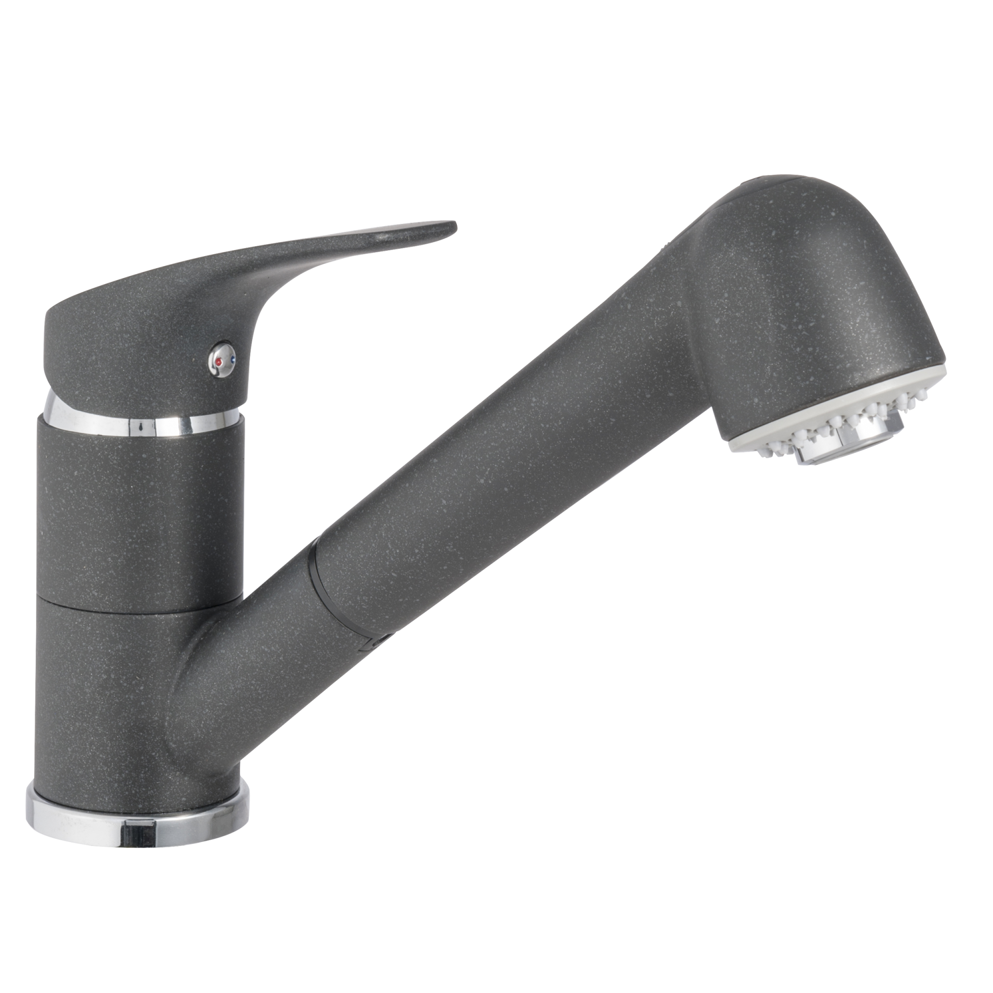 Grifo de cocina monomnado caño horizontal extraíble DELINIA Joel negro ...