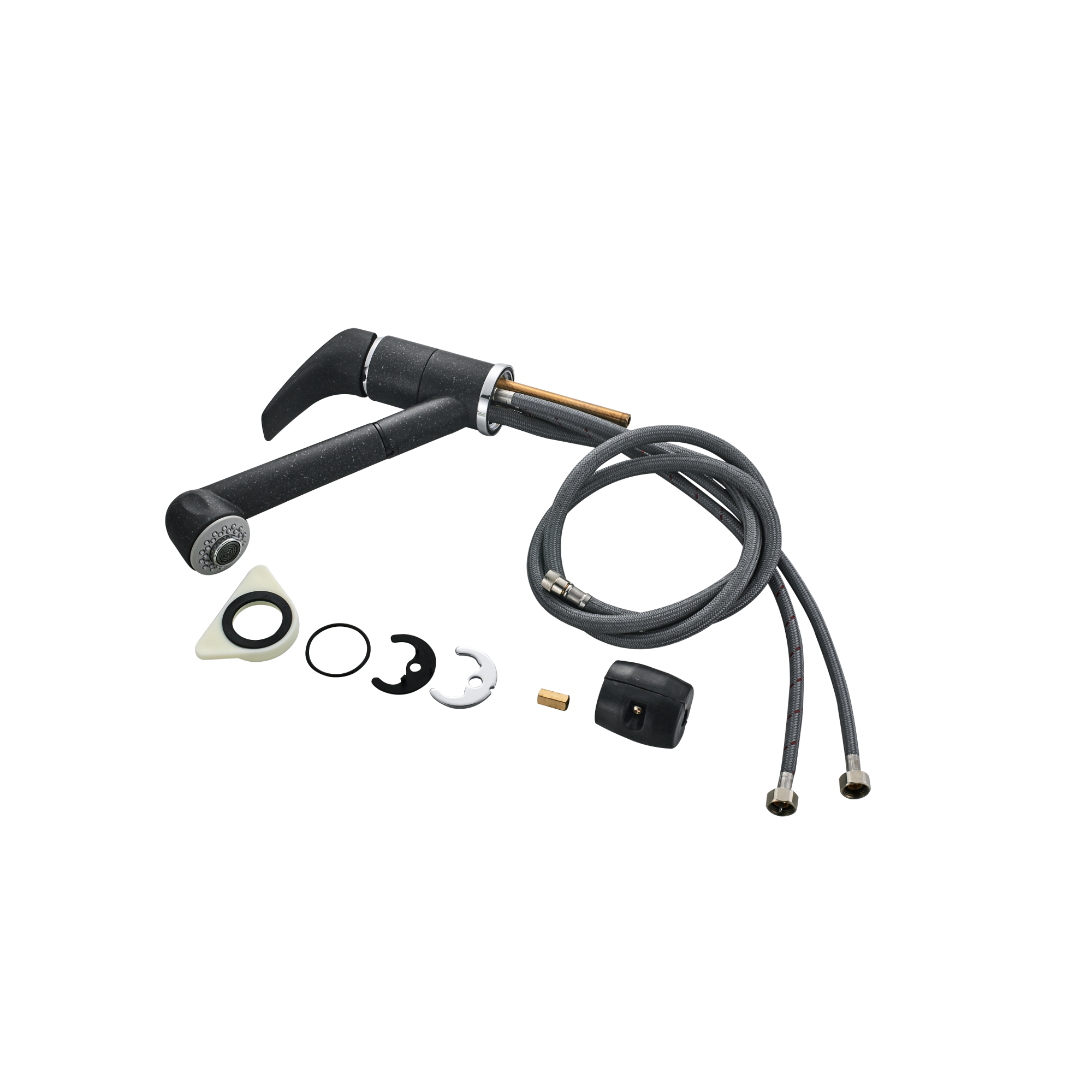 Grifo de cocina monomnado caño horizontal extraíble DELINIA Joel negro ...