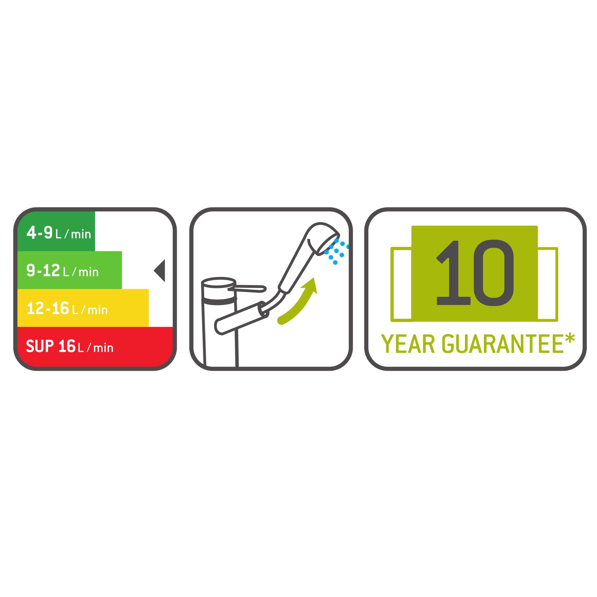 Grifo de cocina monomnado caño horizontal extraíble DELINIA Joel negro ...