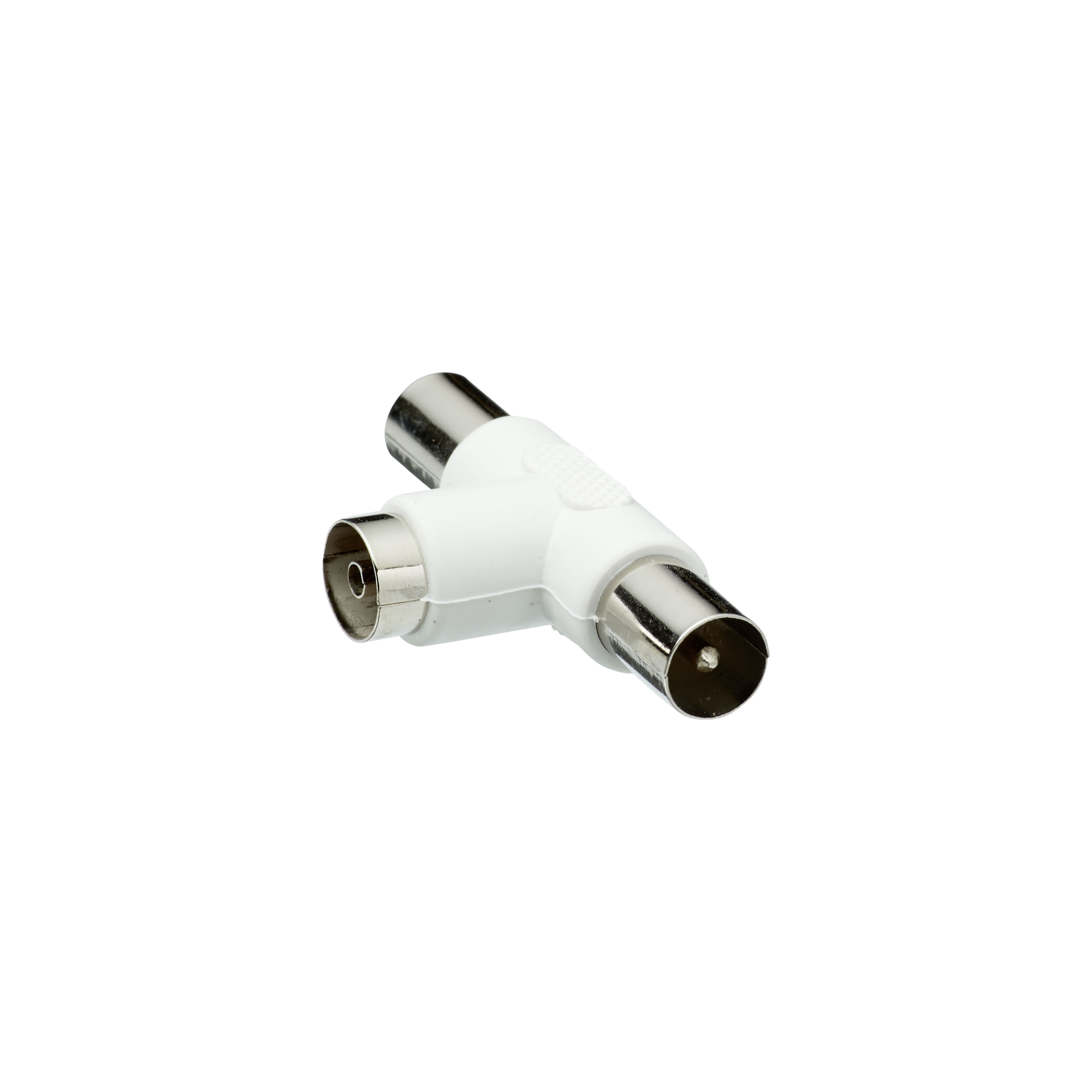 Adaptadores T Coaxial 9.52 TV Hembra/2 machos EVOLGY | Leroy Merlin