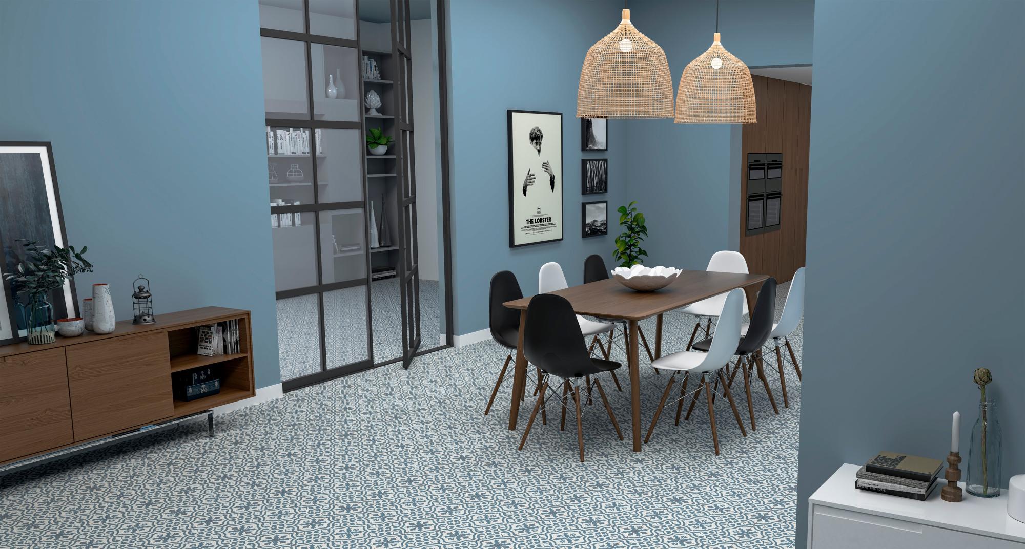 Suelo Timeless 45x45 cm azul interior | Leroy Merlin