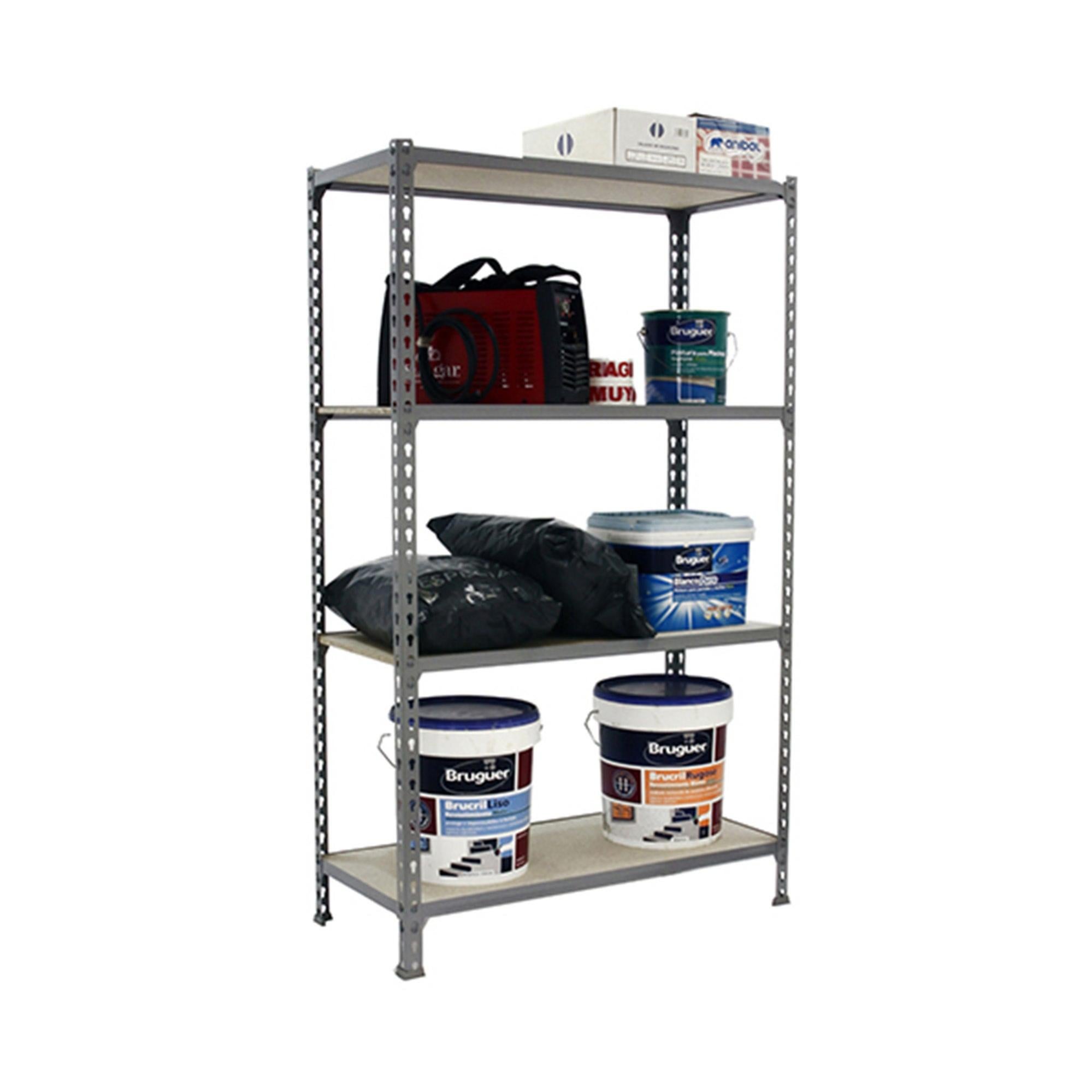 Estanteria sin tornillos MADERCLICK gris PLUS 4/50 150x100x50cm | Leroy ...