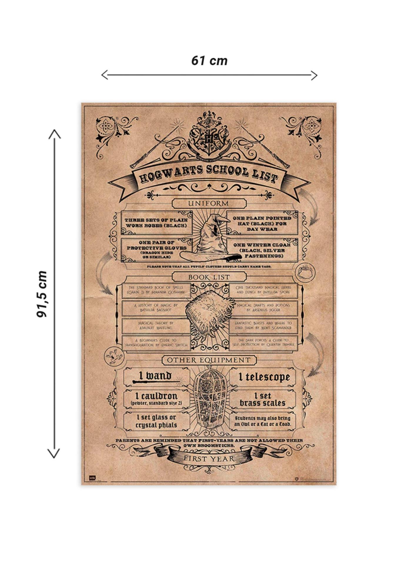 Poster Harry Potter Hogwarts School List 91.5 x 61 cm | Leroy Merlin