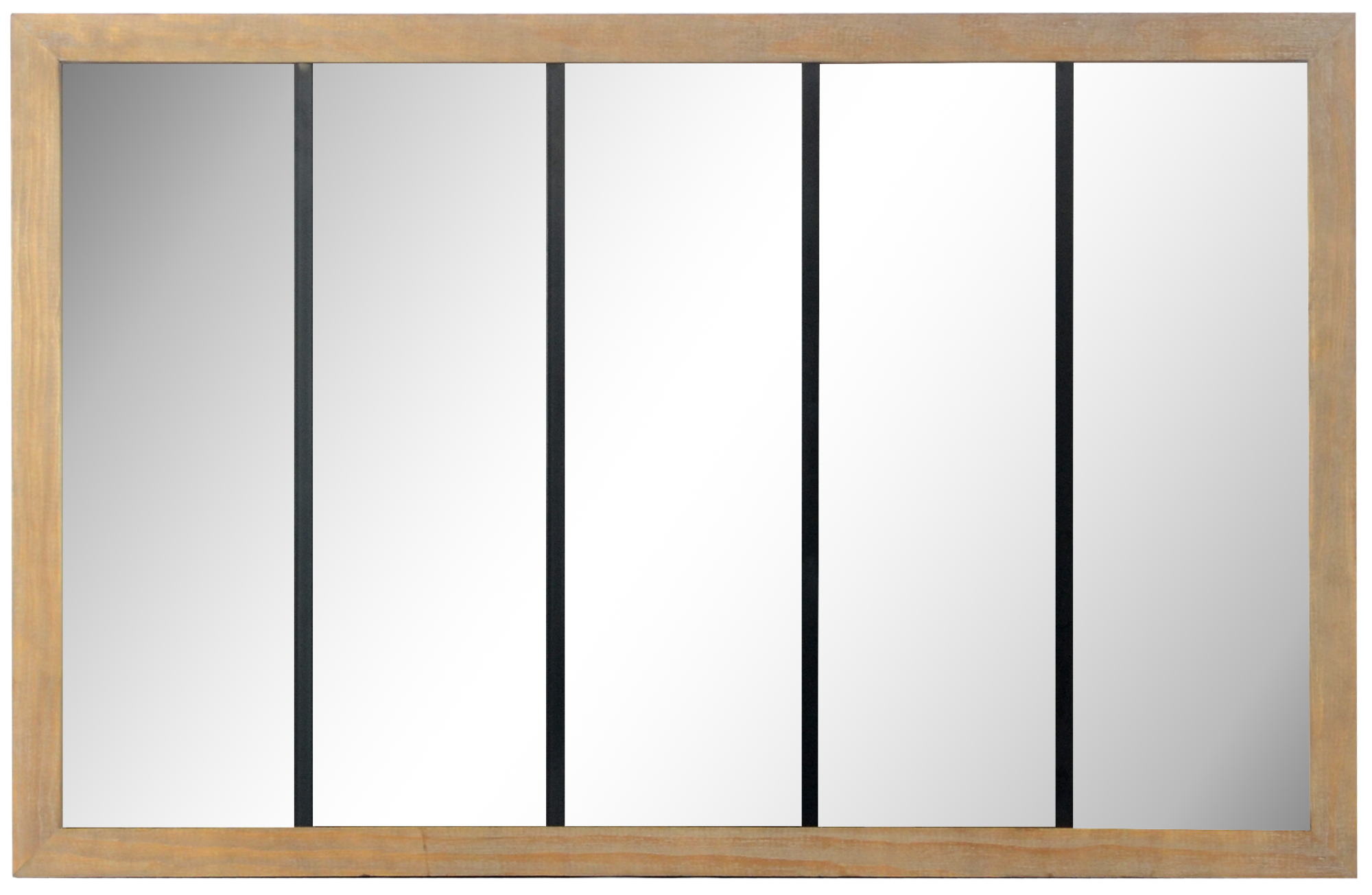 Espejo rectangular madera natural y metal negro 90 x 140 cm | Leroy Merlin