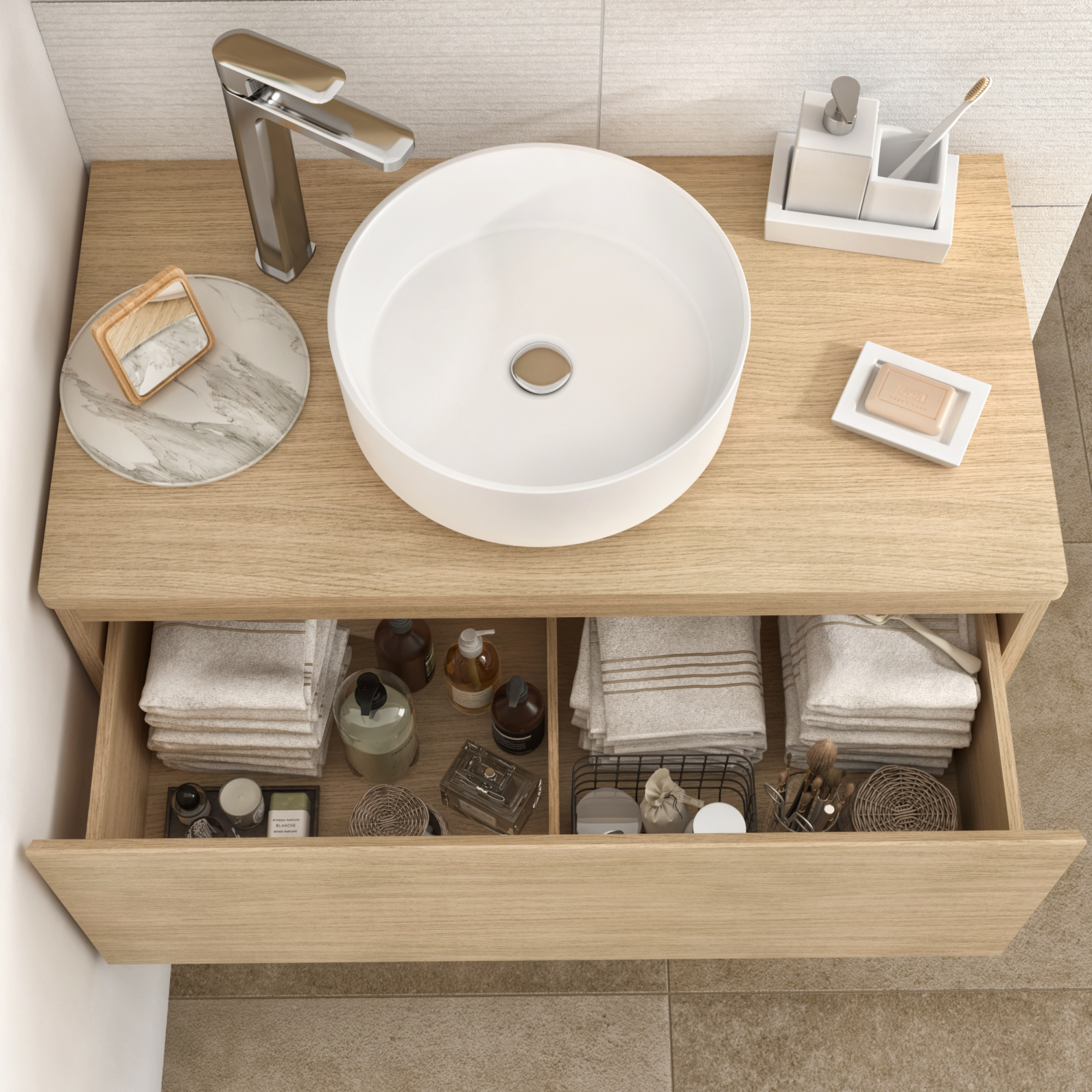 Mueble de baño Nature roble 90 x 48 cm | Leroy Merlin