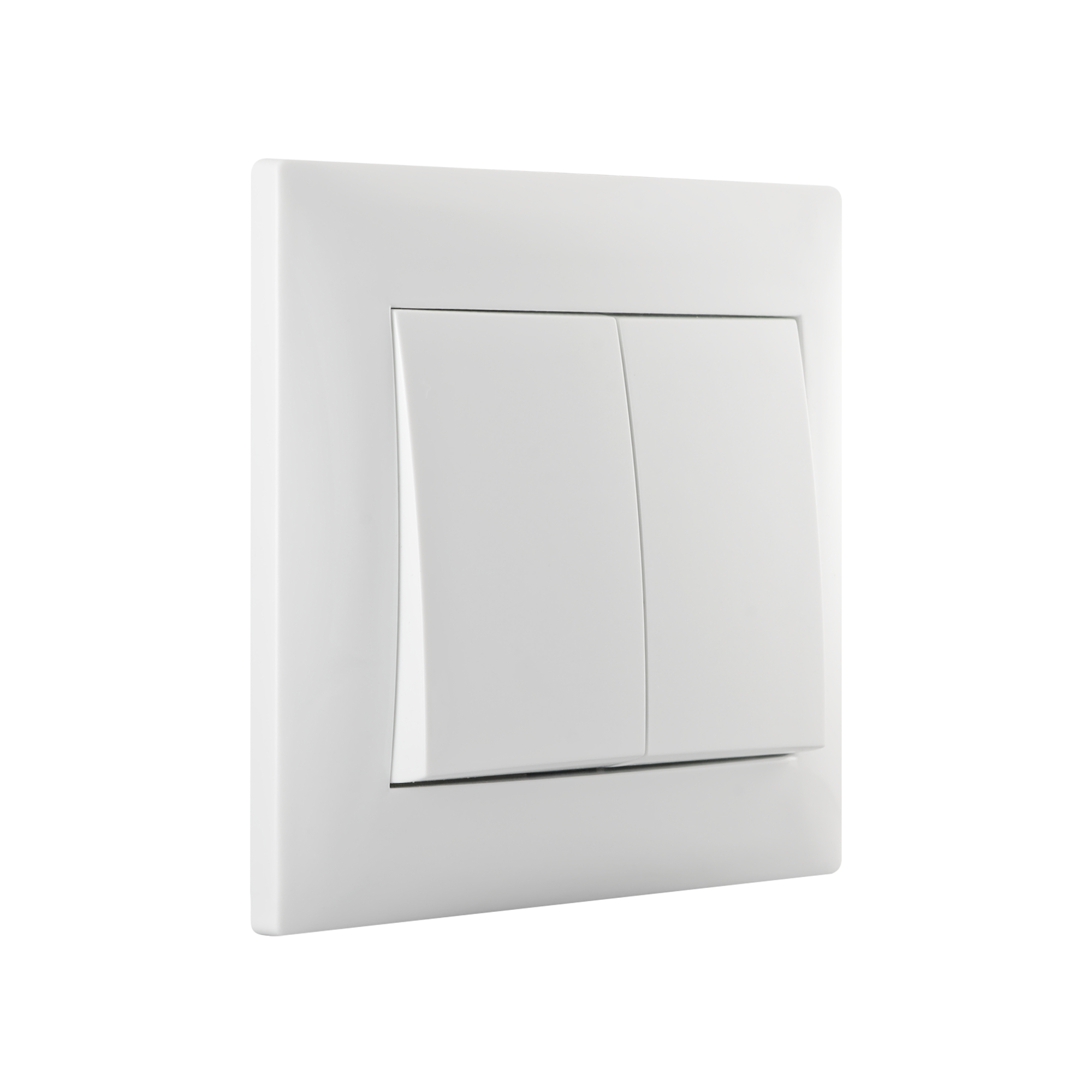 Interruptor conmutador doble monoblock LIKA color blanco | Leroy Merlin