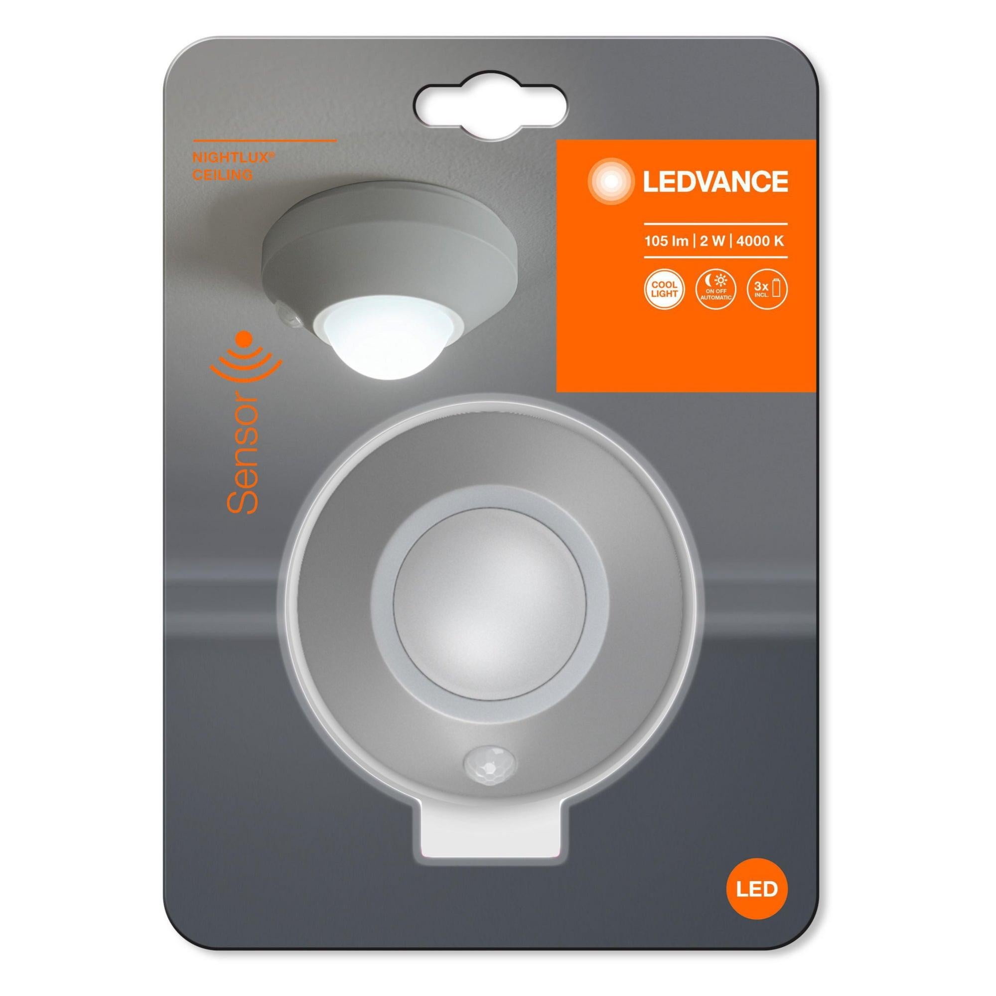 Luz LED a pilas LEDVANCE NightLux Ceiling Plata con Sensor | Leroy Merlin