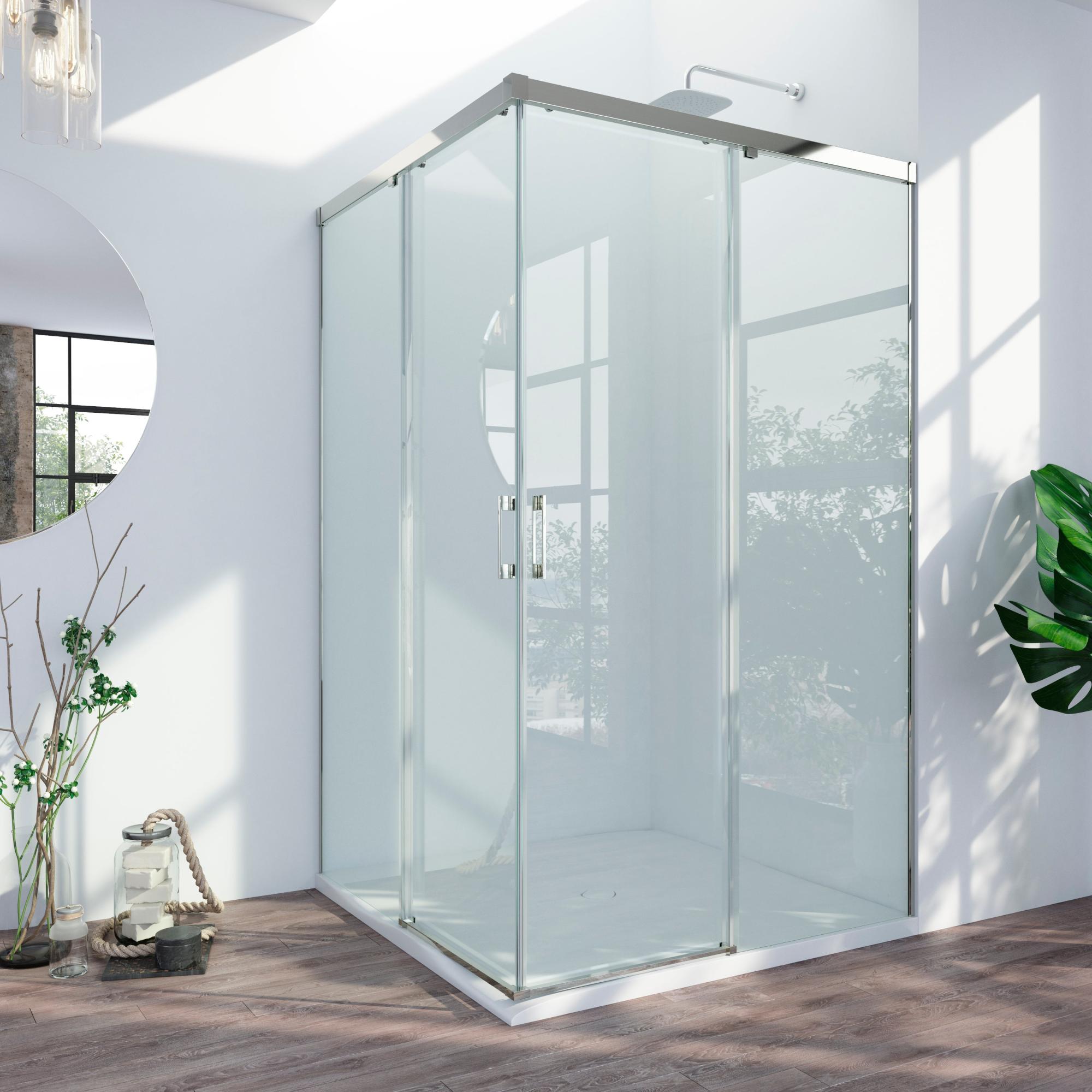 Mampara cuadrada corredera Tala transparente perfil cromado 70x70 cm | Leroy Merlin