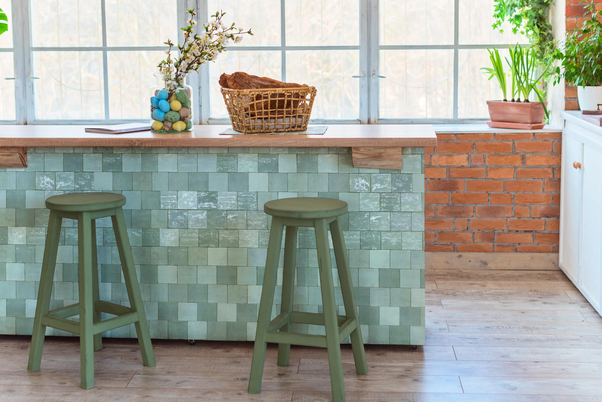 Azulejo efecto zellige verde brillante 10x10 cm Argila | Leroy Merlin