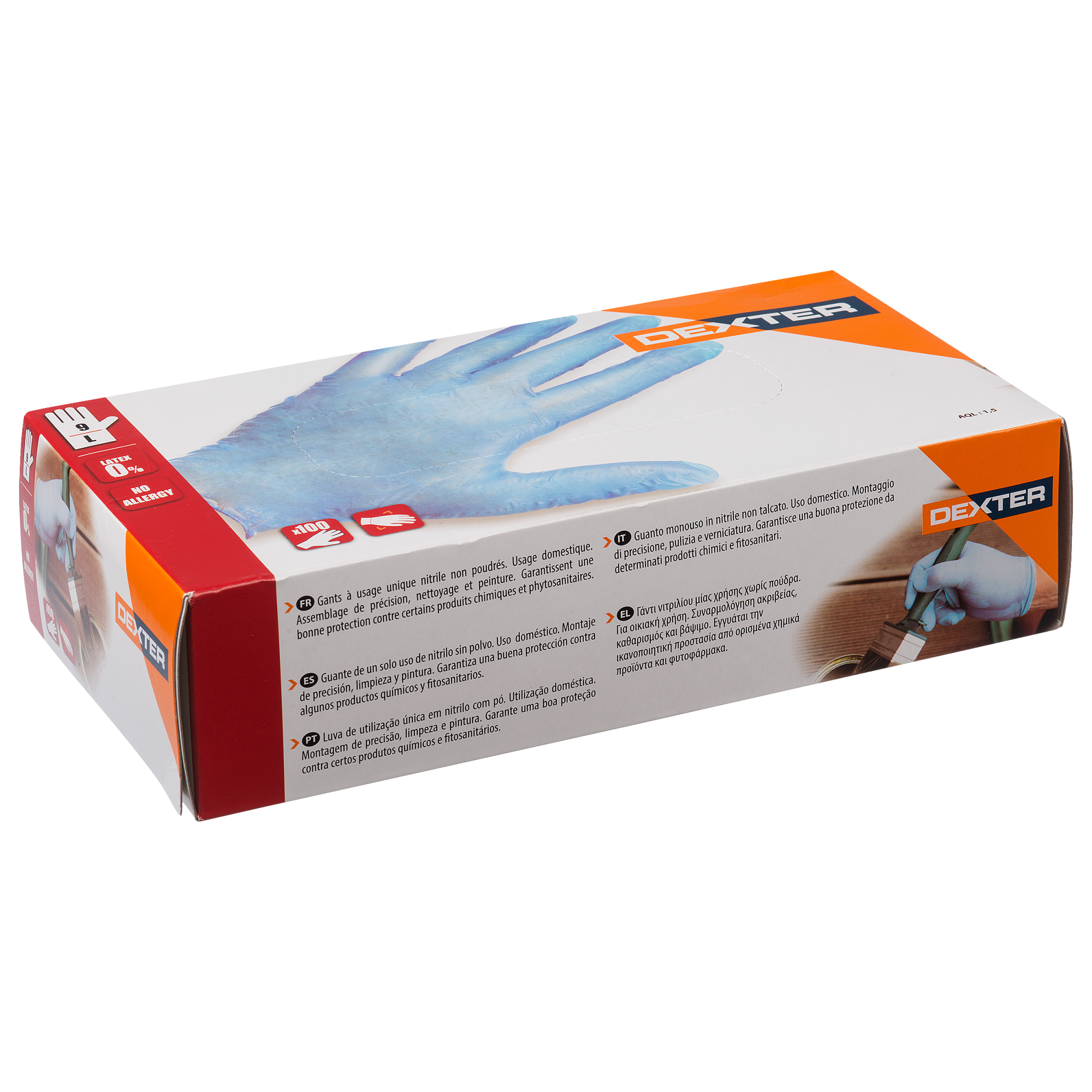 Pack 100 Guantes desechables DEXTER T 9 / L | Leroy Merlin