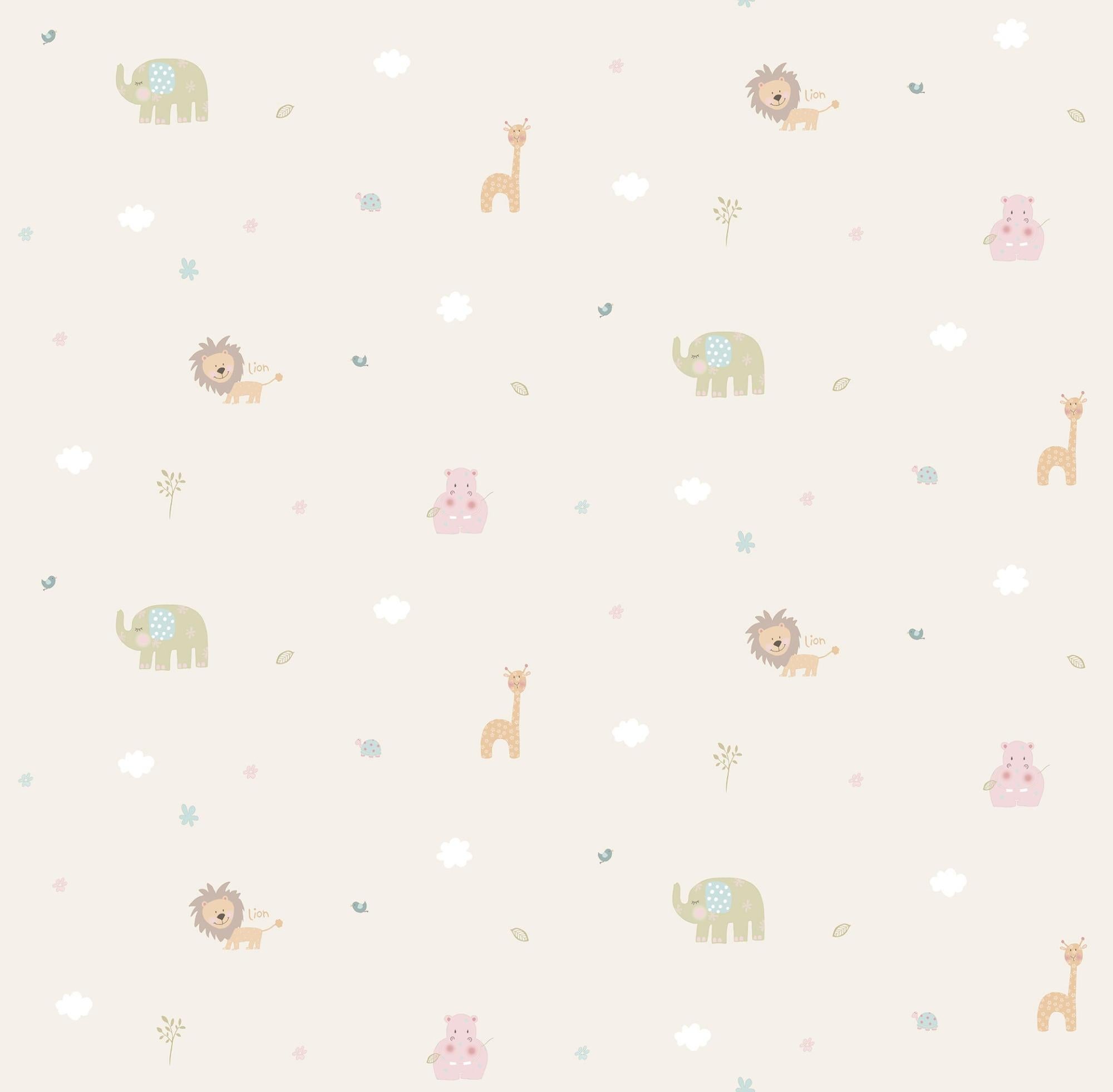 Papel pintado papel infantil Candy beige | Leroy Merlin