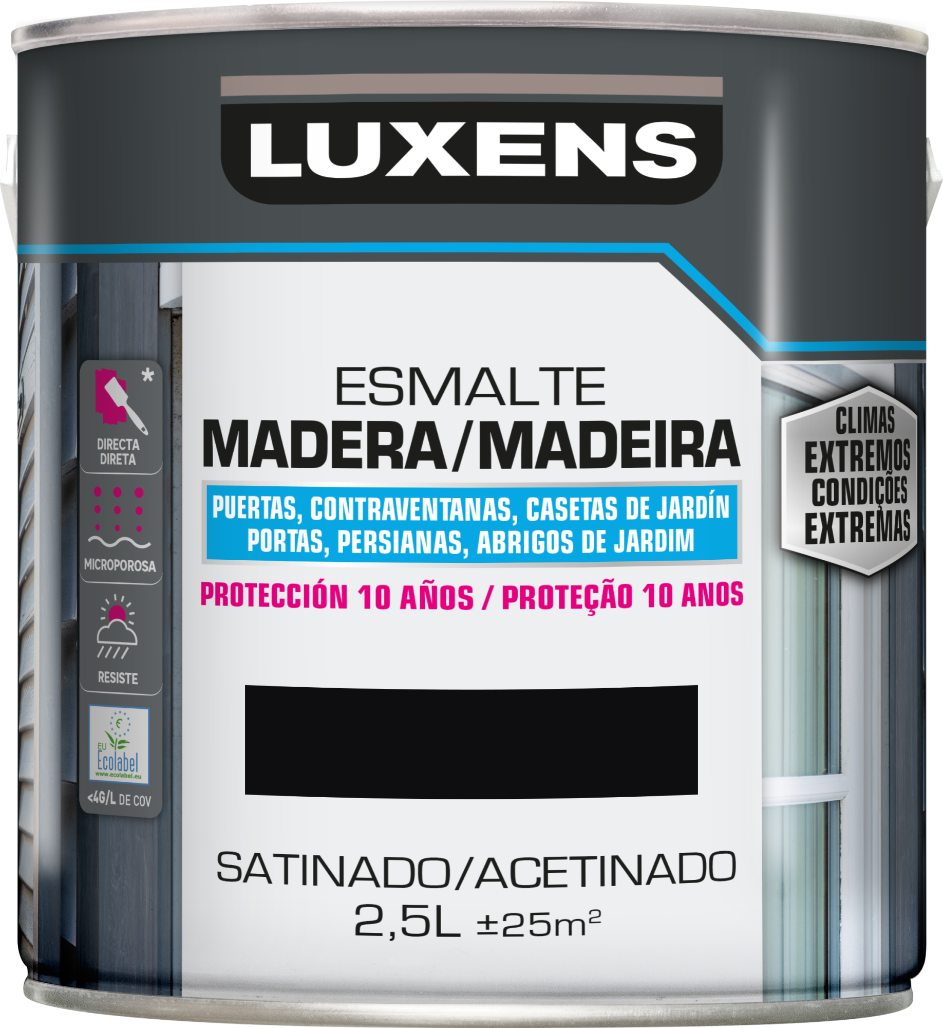 Pintura madera satinado al agua LUXENS 2.5 l black | Leroy Merlin