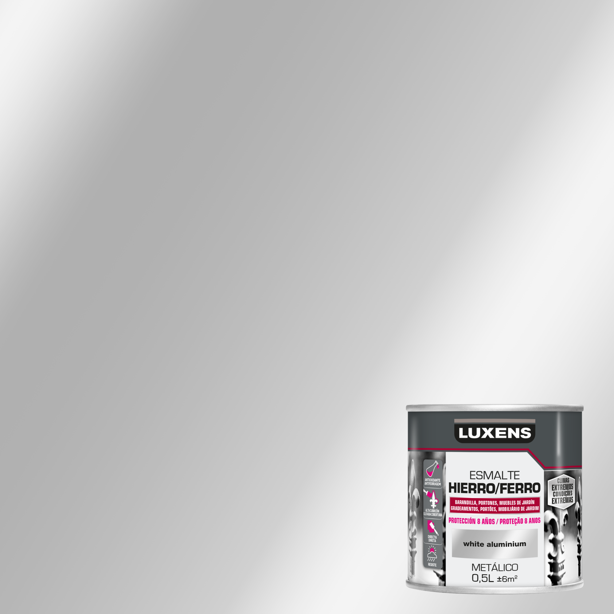Pintura hierro liso metal LUXENS 500 ml white al | Leroy Merlin