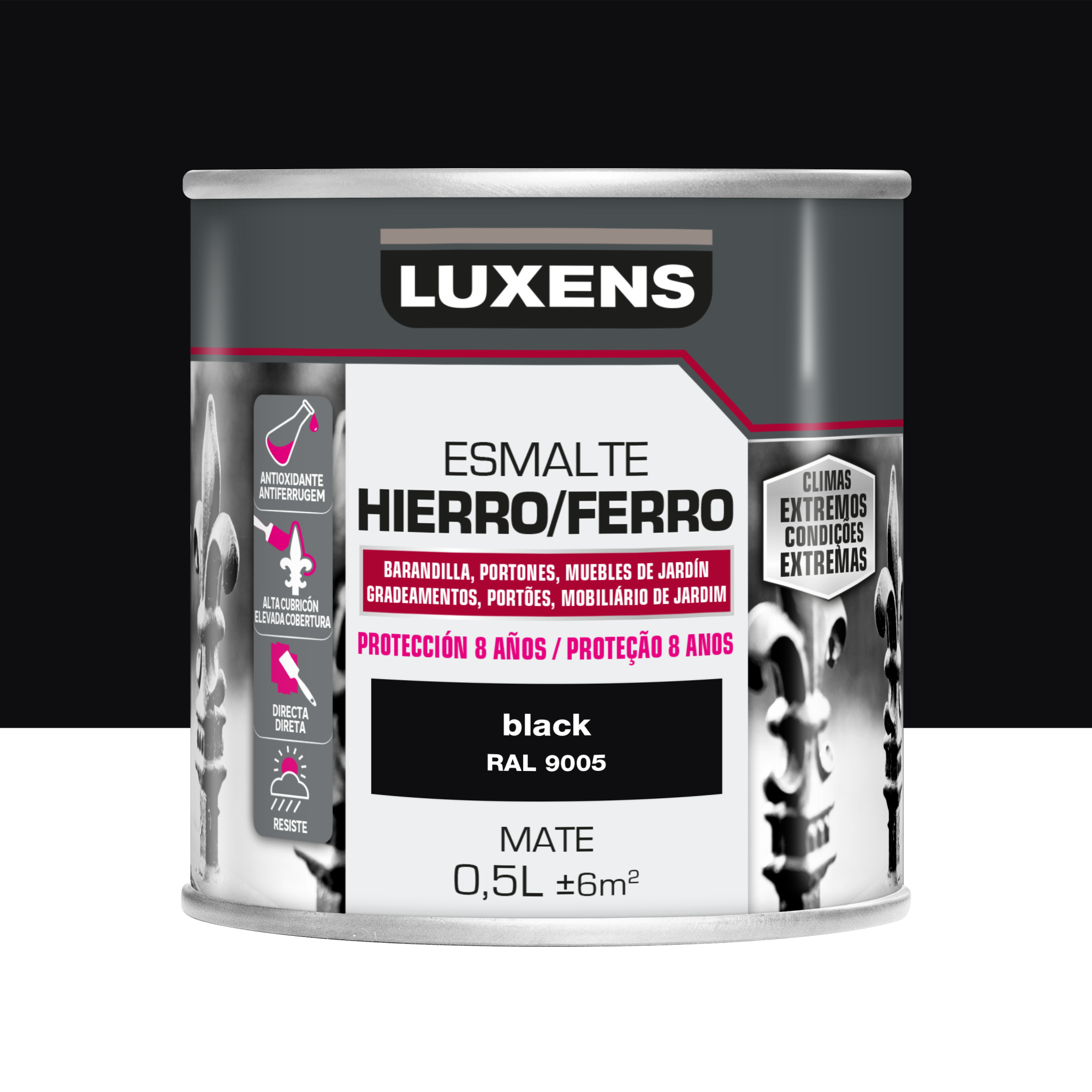 Pintura antioxido liso mate LUXENS 500ml black | Leroy Merlin