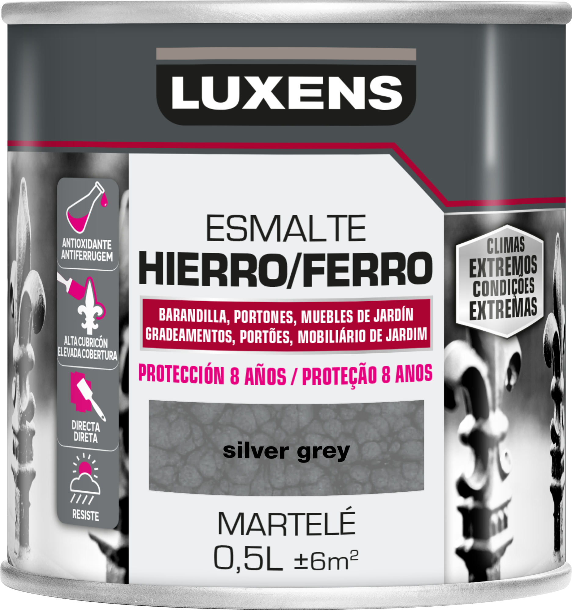 Pintura hierro martelé luxens 500 ml silver gris | Leroy Merlin