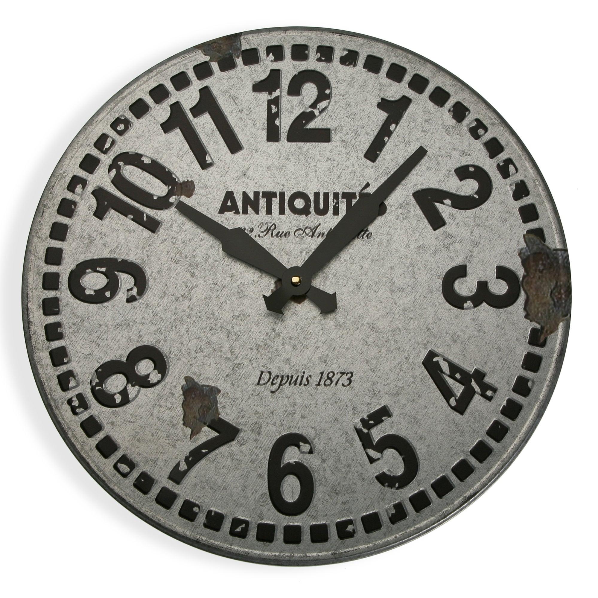 Reloj redondo metal cold gris de 40 cm - Elmandela