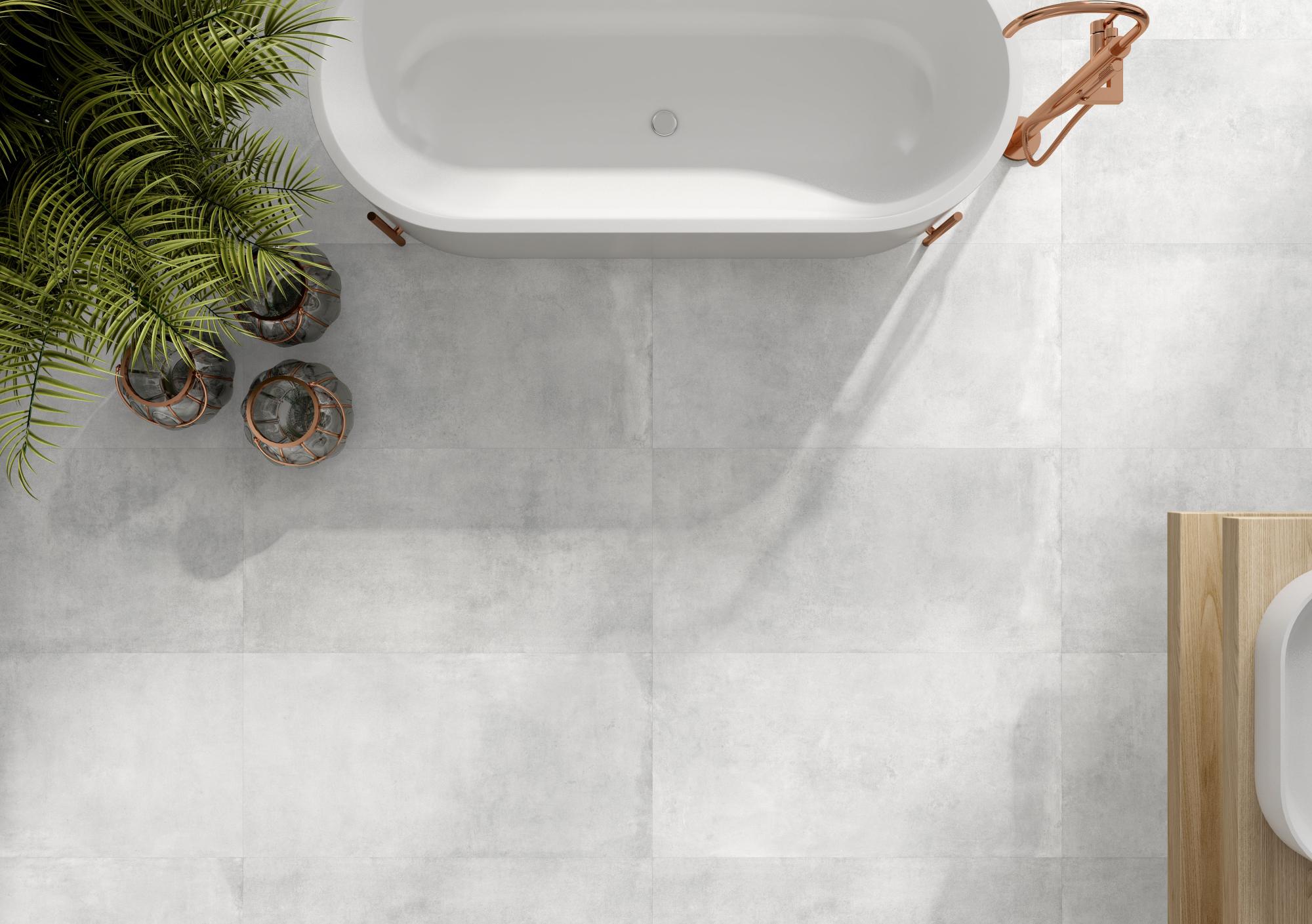 Suelo porcelánico maison efecto cemento blanco 60x120 cm - Elmandela