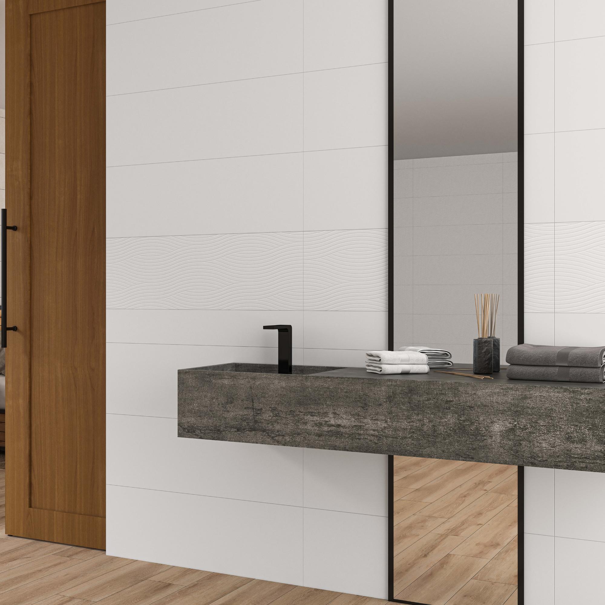 Azulejo efecto liso blanco mate 33.3x100 cm Blanco | Leroy Merlin
