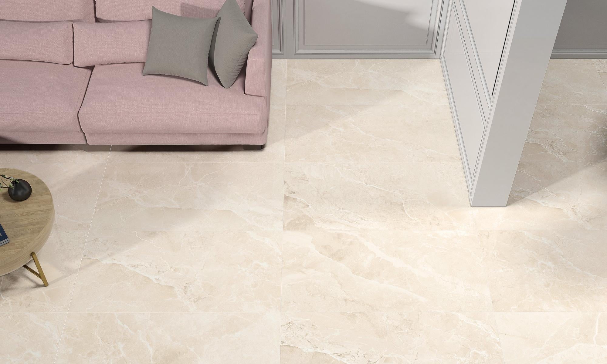 Suelo porcelánico Earthstone 60.8x60.8 cm beige interior | Leroy Merlin