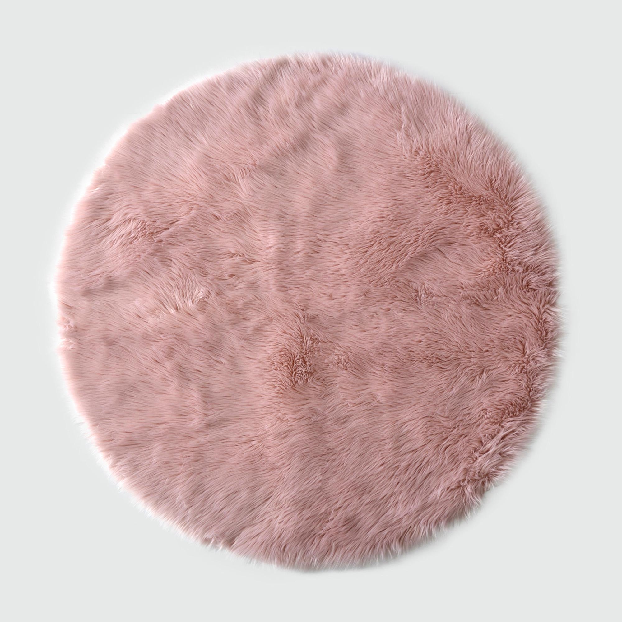 Alfombra acrílica circular pelo largo Skin rosa Ø 140 cm | Leroy Merlin