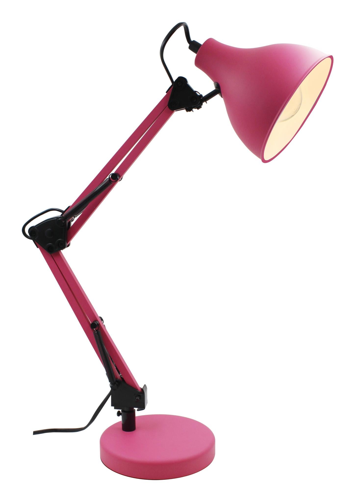 Flexo articulado INSPIRE Ennis E27 rosa mate,con base metálica 55cm ...