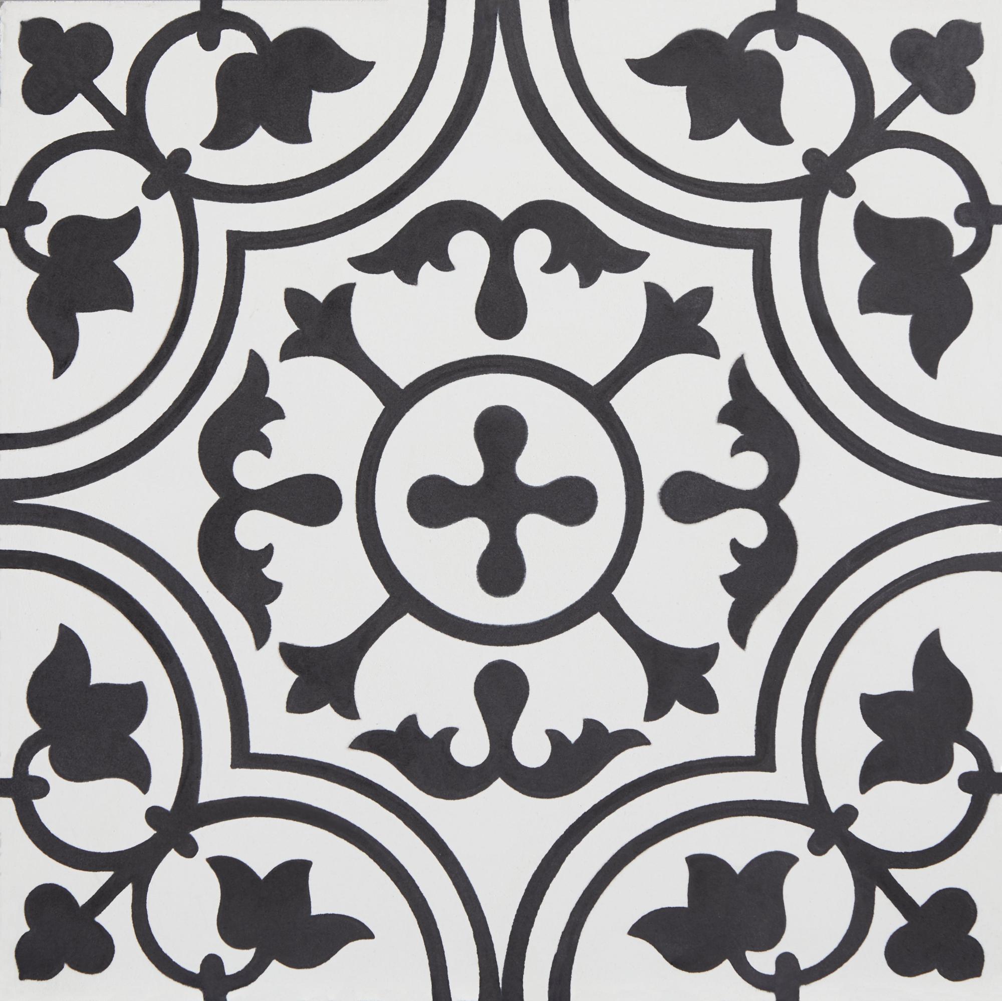 Suelo/Azulejo cemento efecto hidráulico negro y blanco 20x20 cm | Leroy ...