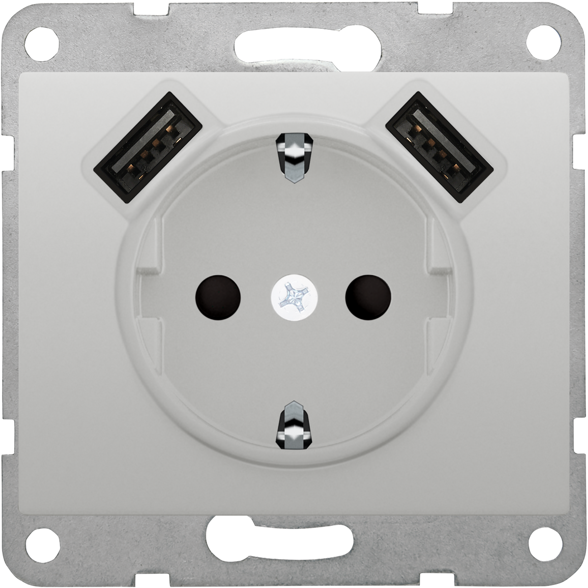 Enchufe con toma de tierra + 2USB aluminio BJC IRIS | Leroy Merlin