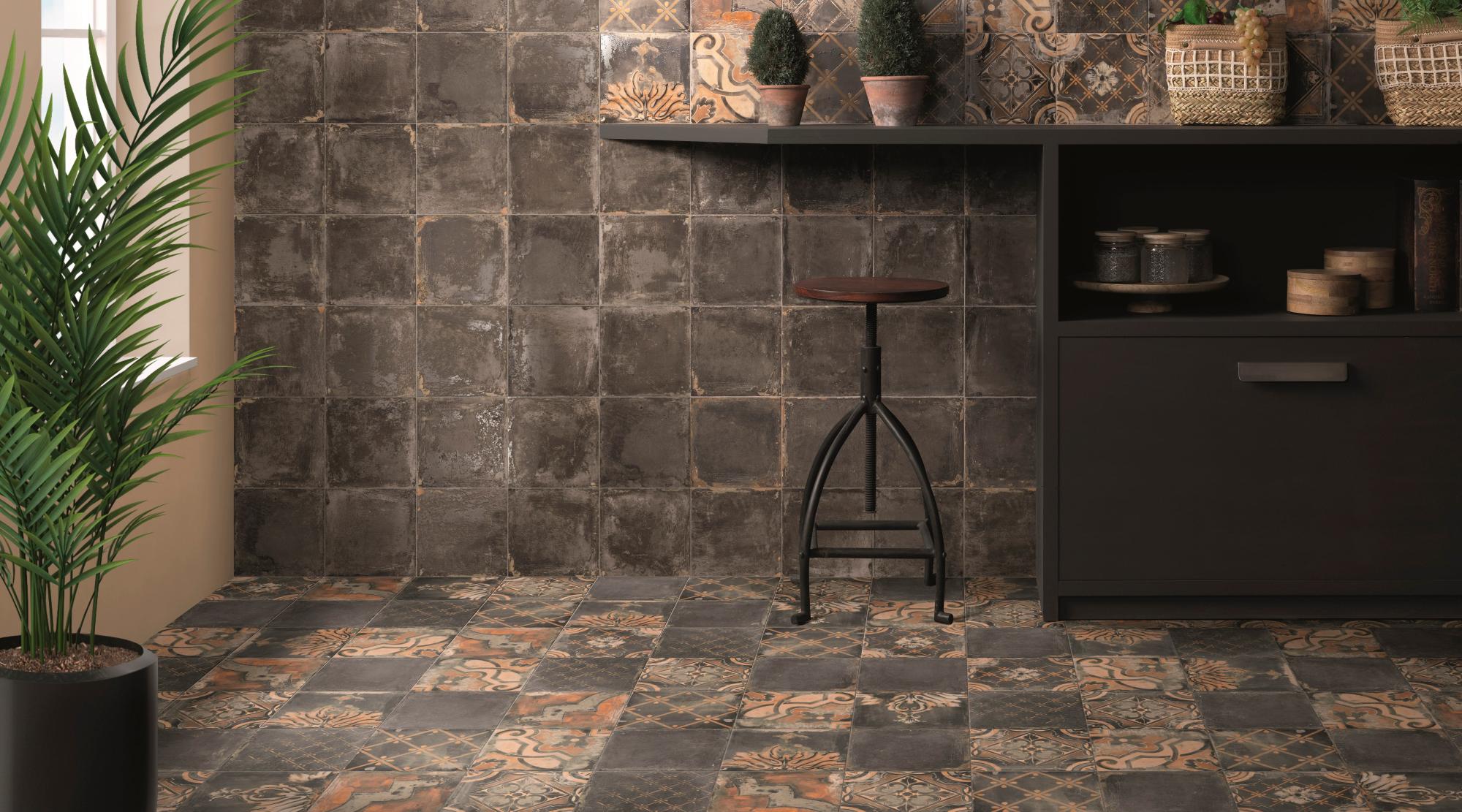 Azulejo porcelánico efecto hidráulico multicolor mate 20x20 cm Scudo ...