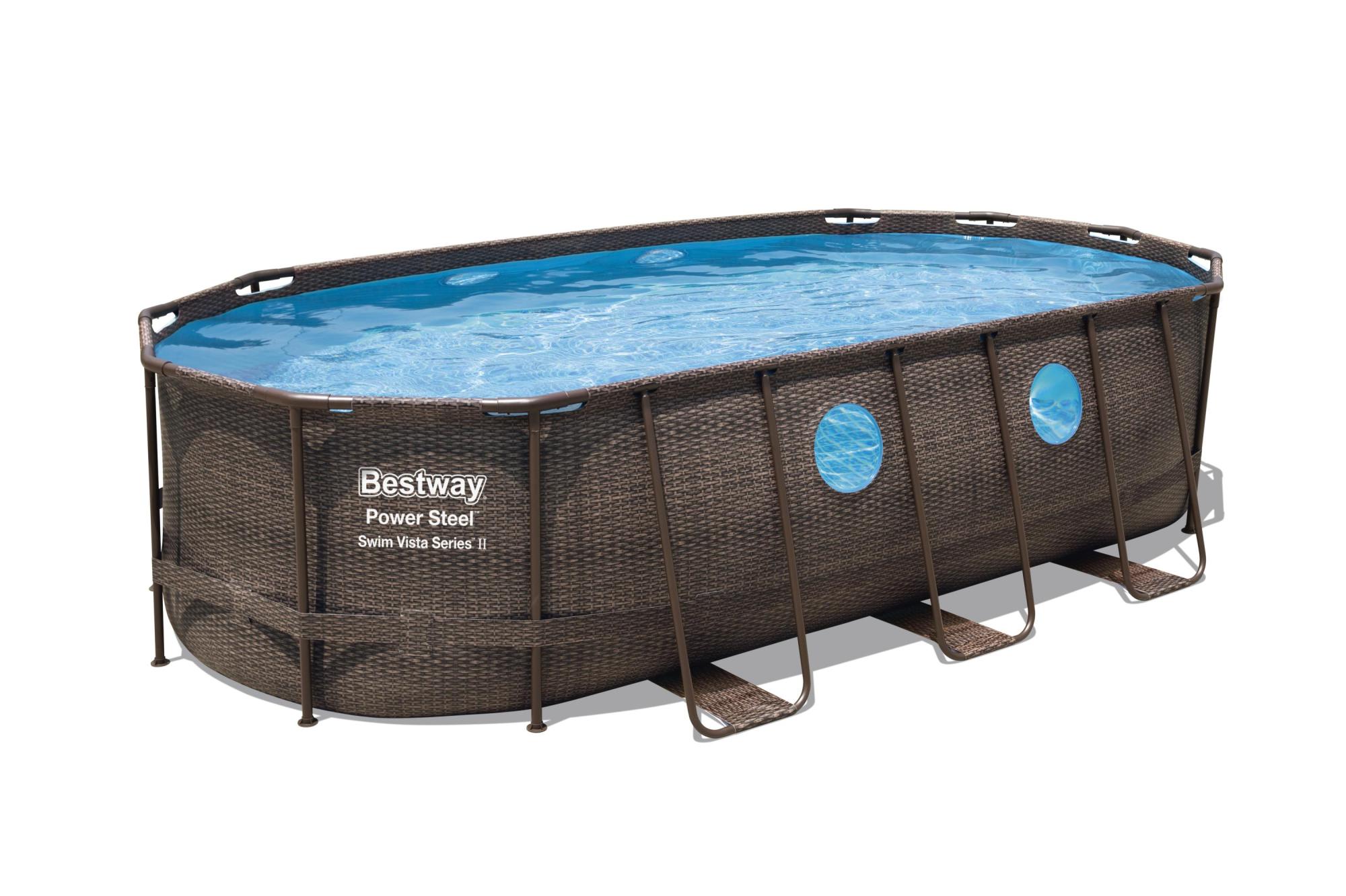 Piscina ovalada de pvc bestway power steel swim de 549x341x122 cm 【Ver ...