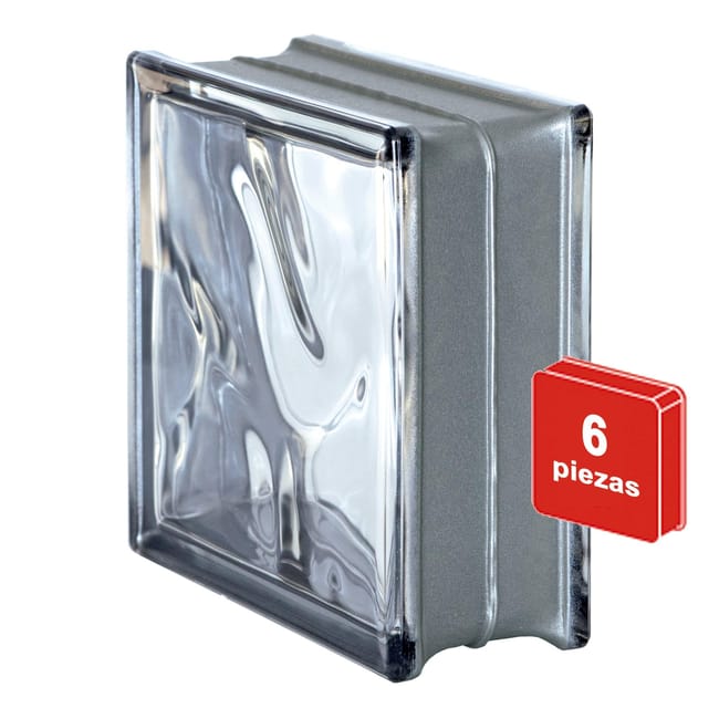 Caja de 6 bloques de vidrio ondulado gris de 19x19x8cm | Leroy Merlin Caja de 6 bloques de vidrio ondulado gris de 19x19x8cm | Leroy Merlin