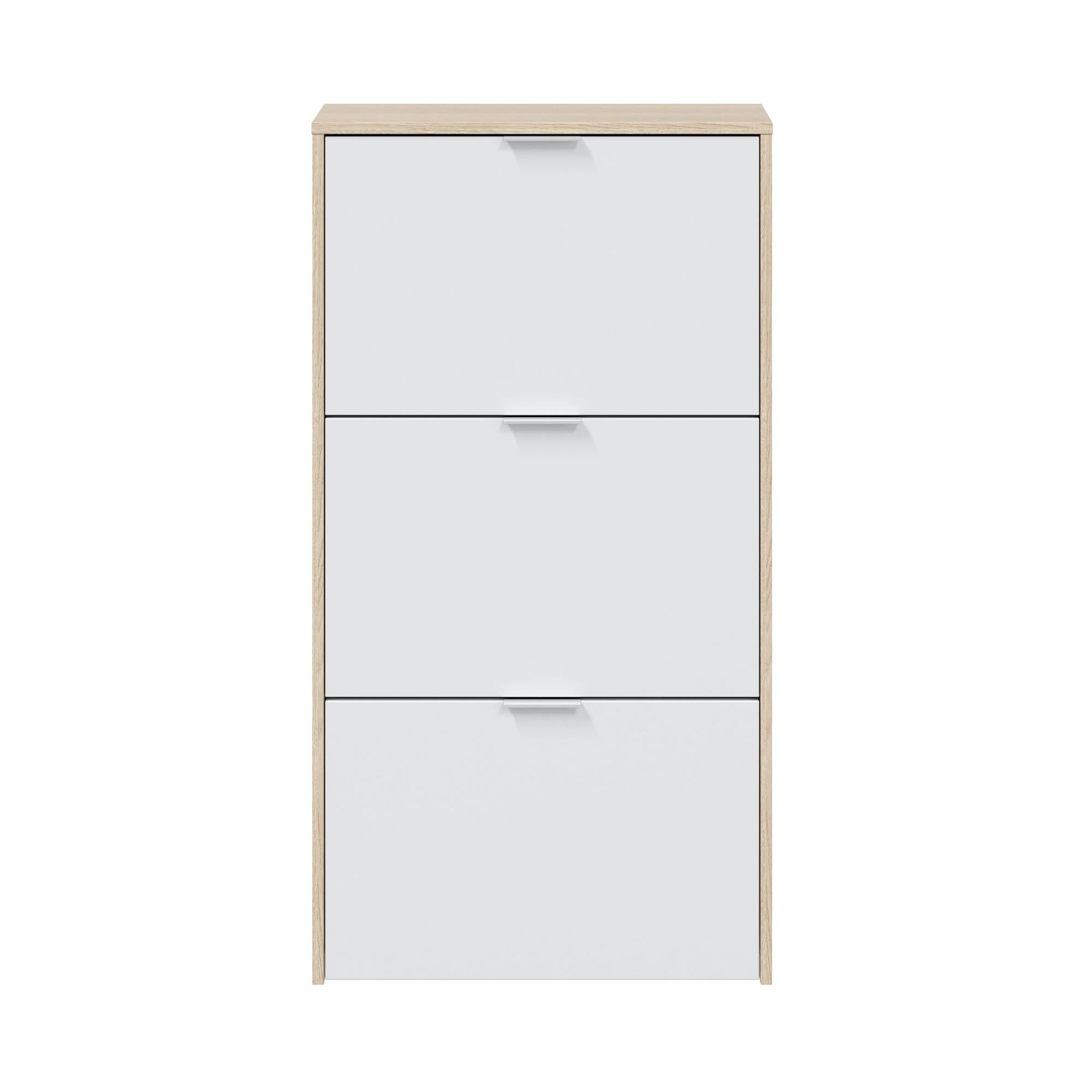 Zapatero CAPRIZZIO Blanco y Roble hasta 18 pares de 60x113x22 cm ...