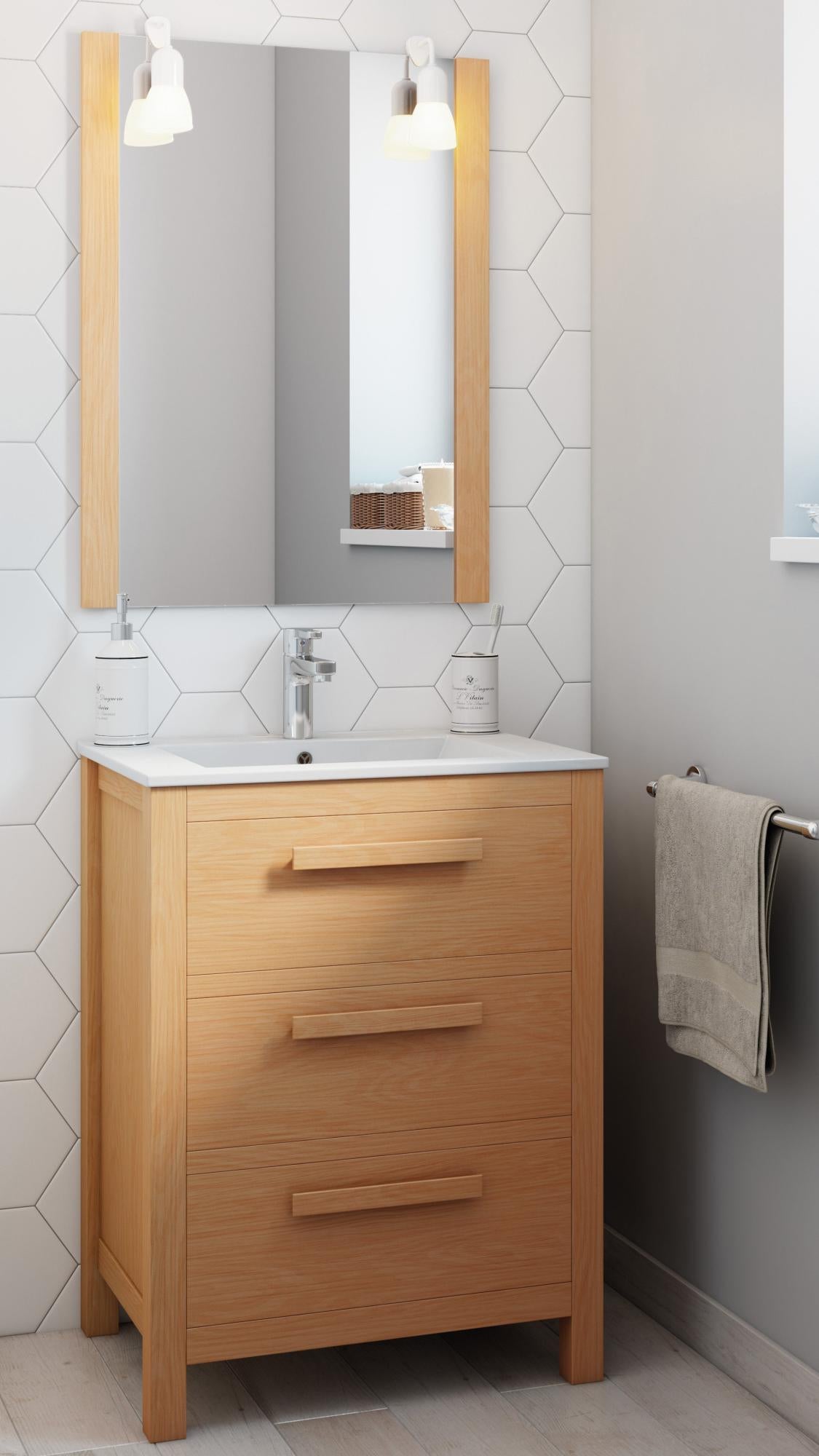 Mueble de baño con lavabo Amazonia roble 60x45 cm | Leroy Merlin