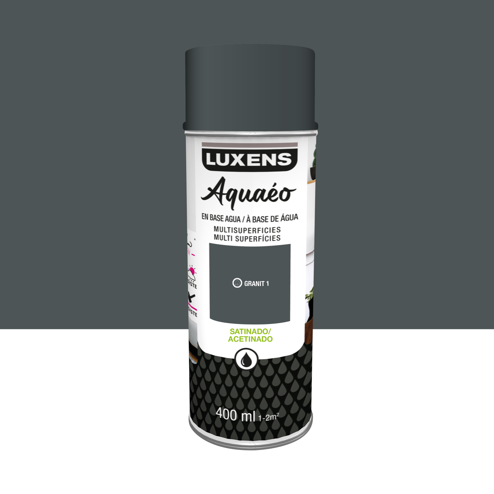 Spray decorativo satinado LUXENS Aquaéo 400ml granit 1 | Leroy Merlin