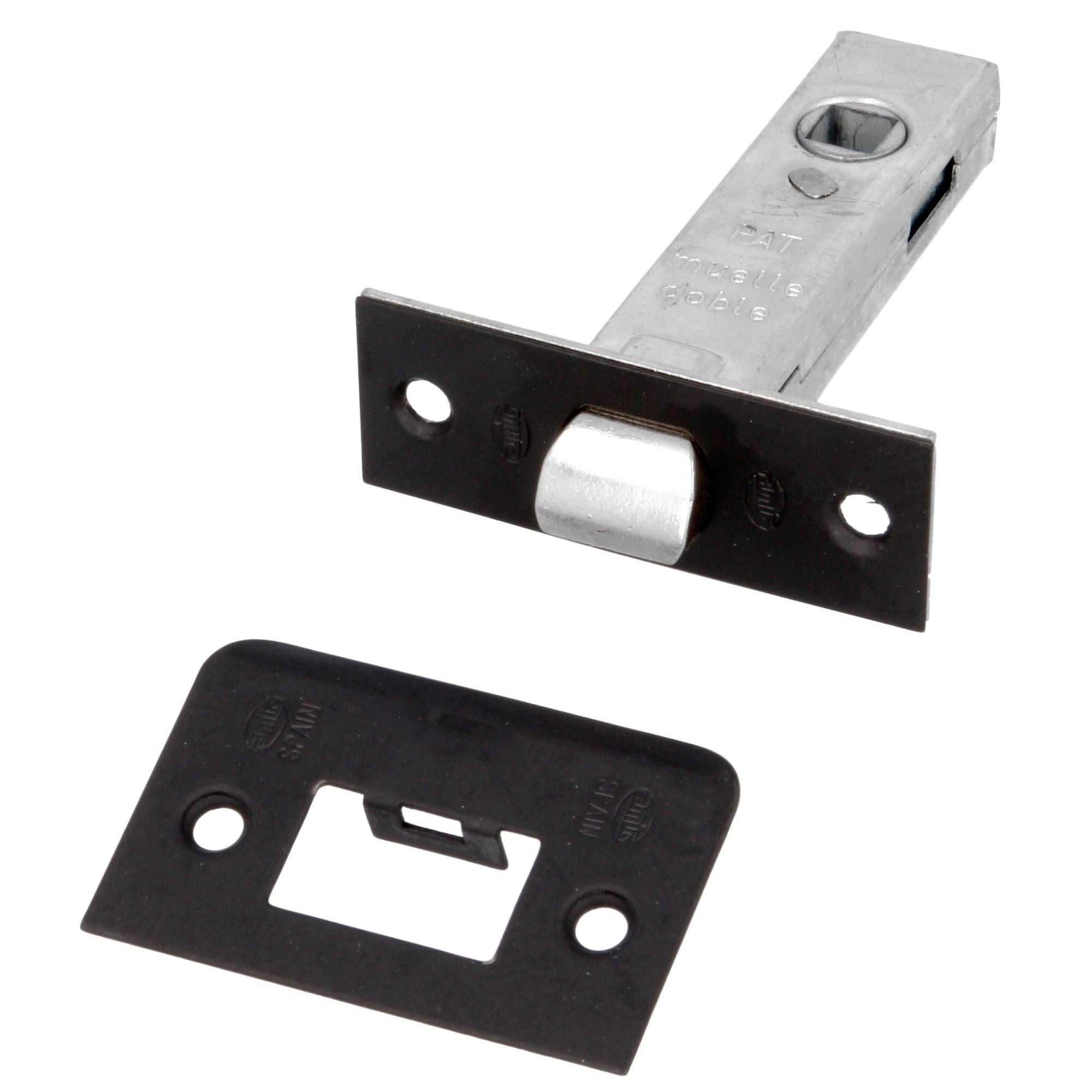 Picaporte tubular cuadrado negro de 45 mm de entrada | Leroy Merlin