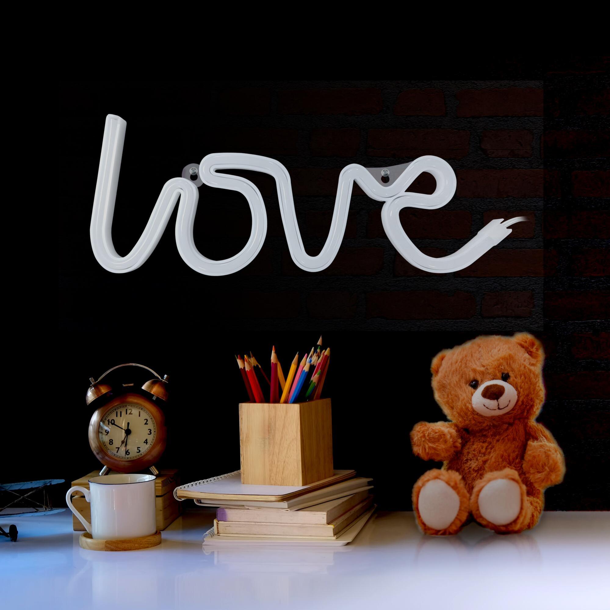 Neón LED INSPIRE Love rosa con pila y enchufe | Leroy Merlin