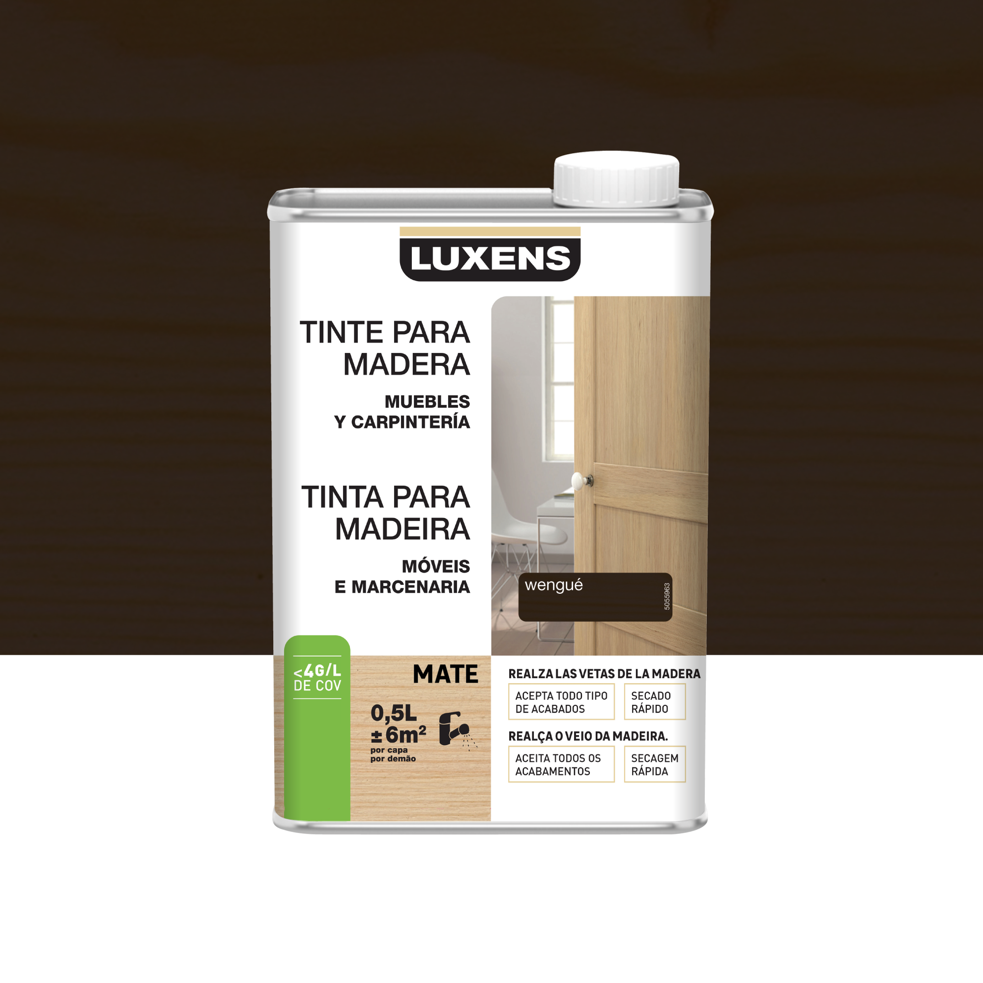 Tinte para la madera mate al agua LUXENS 500ml wengue | Leroy Merlin
